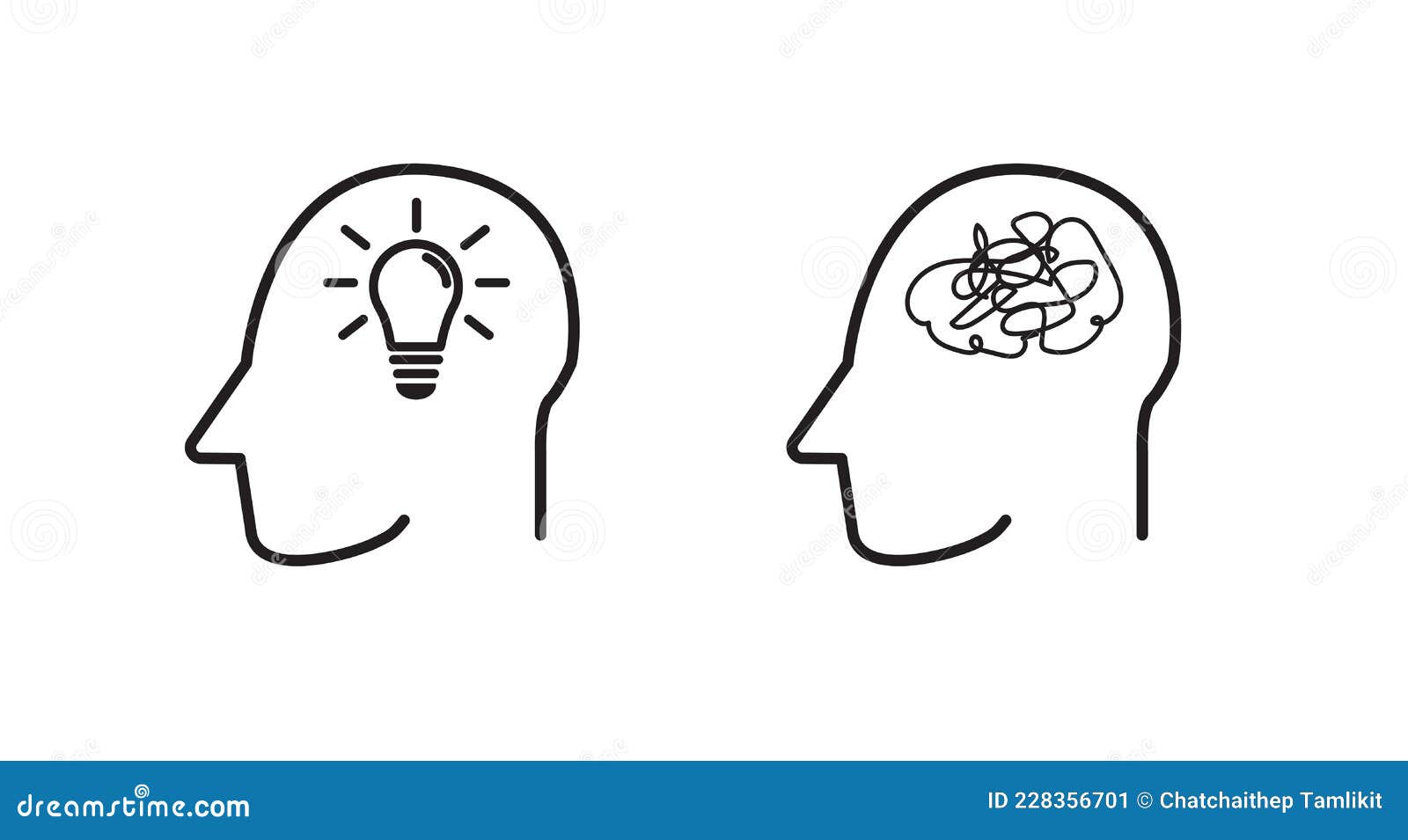 Human Head Creating Idea. Lightbulb Line Icon. Energy and Thinking ...