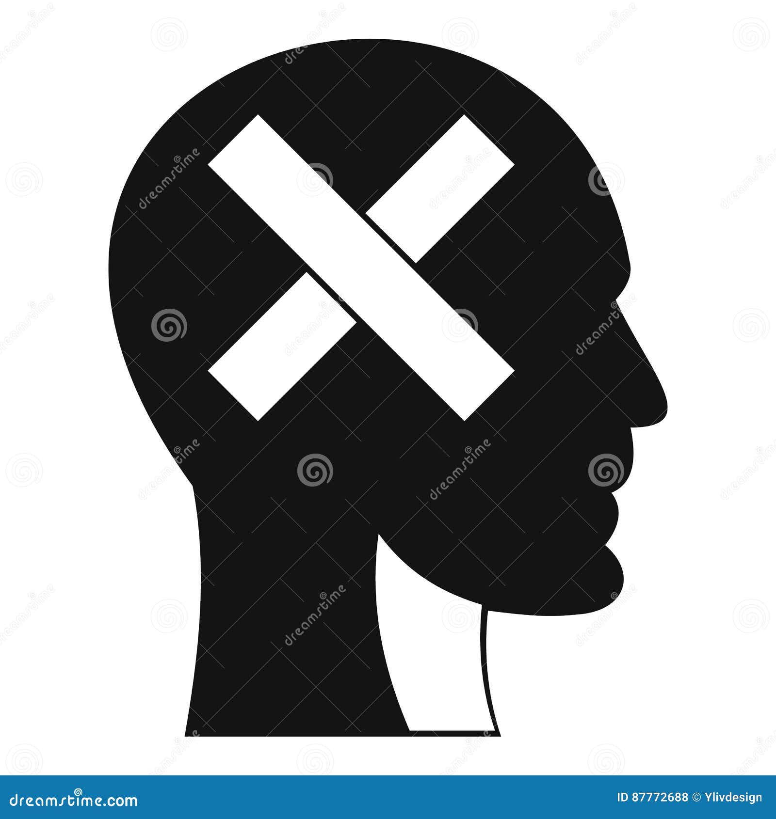 Human Head with Cross Inside Icon, Simple Style Stock Vector ...