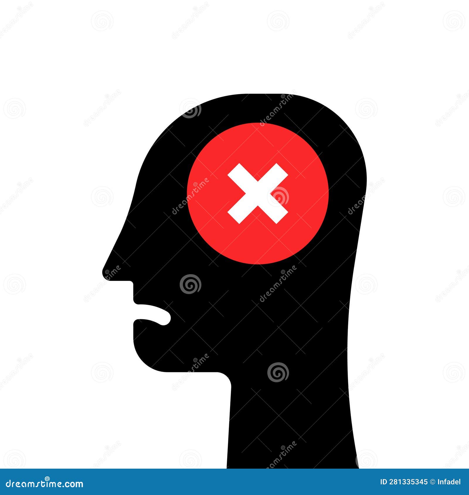 Human Head with Cross Like Wrong Think Icon Stock Illustration ...