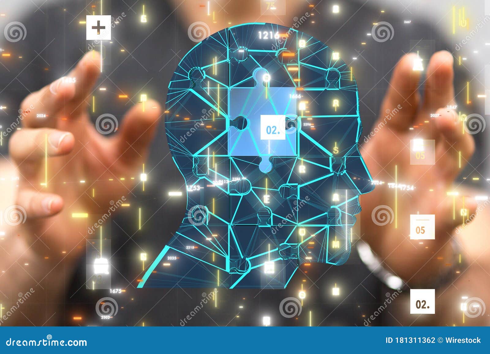 A Human Head Cyber Mind Digital Technology Stock Photo - Image of ...