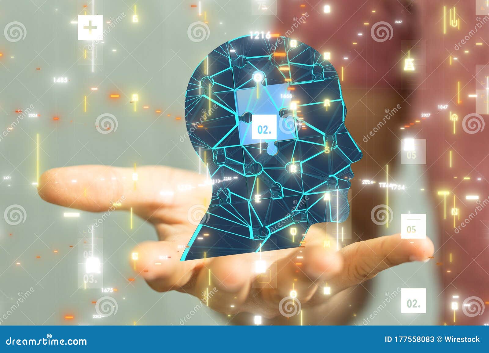A Human Head Cyber Mind Digital Technology Stock Image - Image of ...