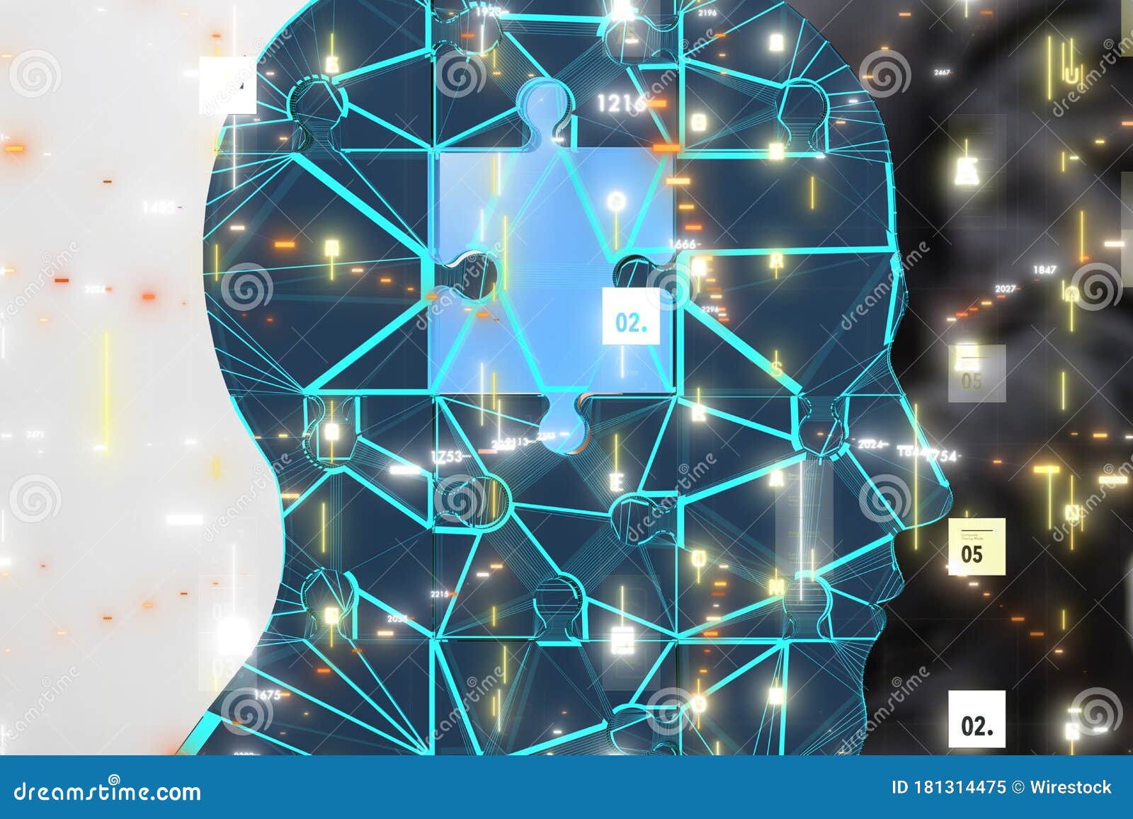 A Human Head Cyber Mind Digital Technology Stock Image - Image of blue ...