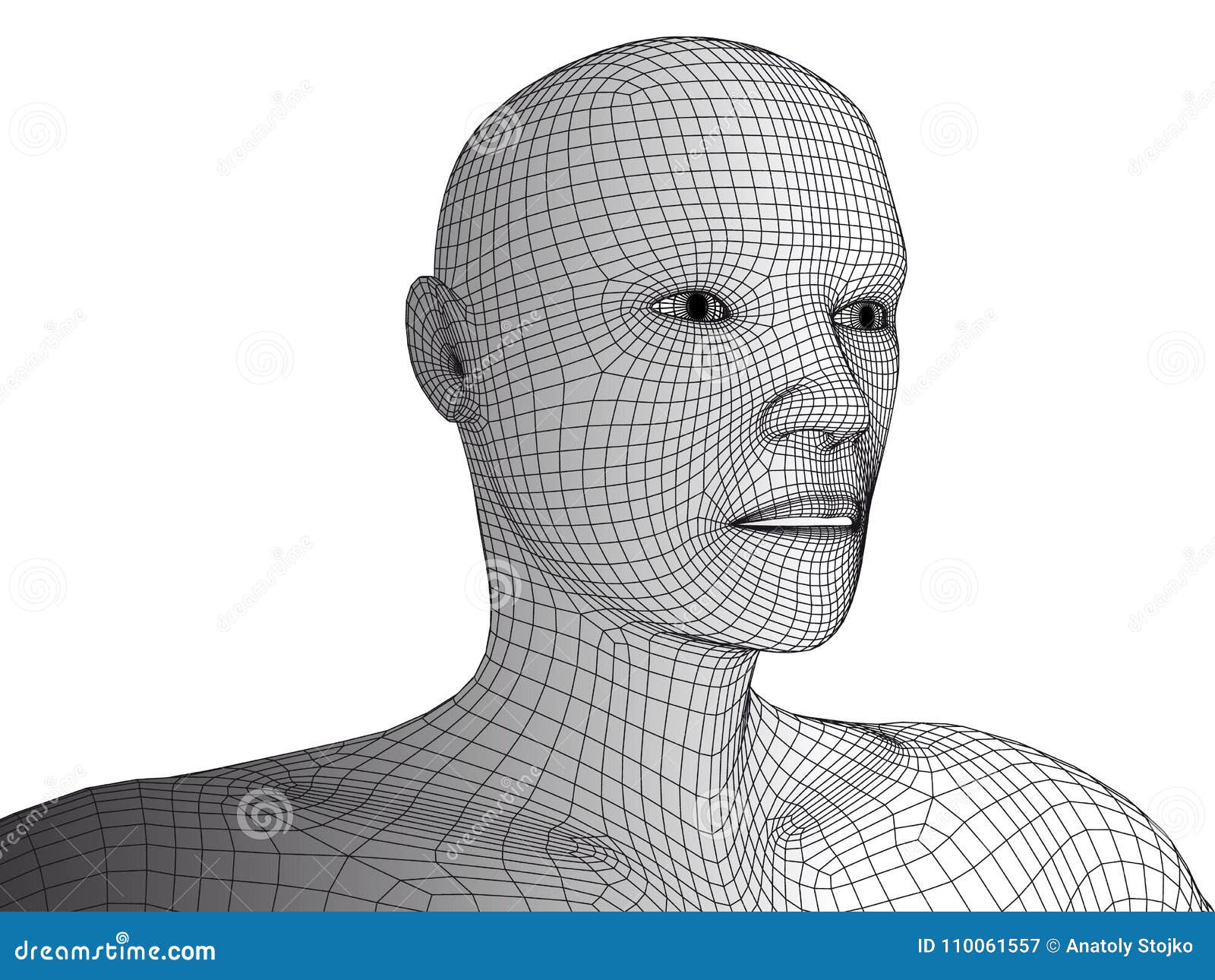 Human Head 3d Wireframe Vector Isolated. Stock Vector - Illustration of ...