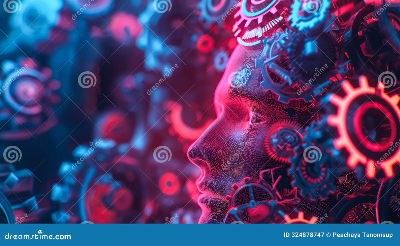 A Human Head is Depicted with Wheel Cogs Inside. Generative Ai Stock ...