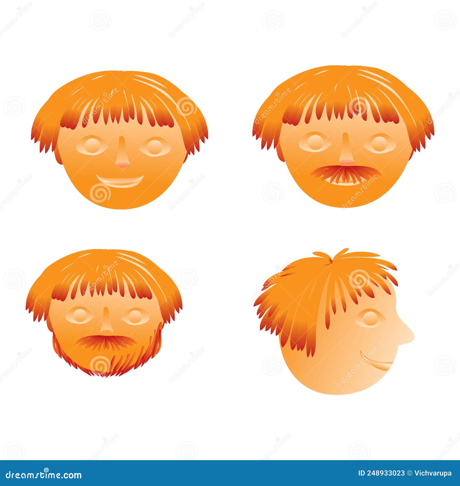 Human Head in Different Angles, Cartoon Illustration, Isolated Object ...