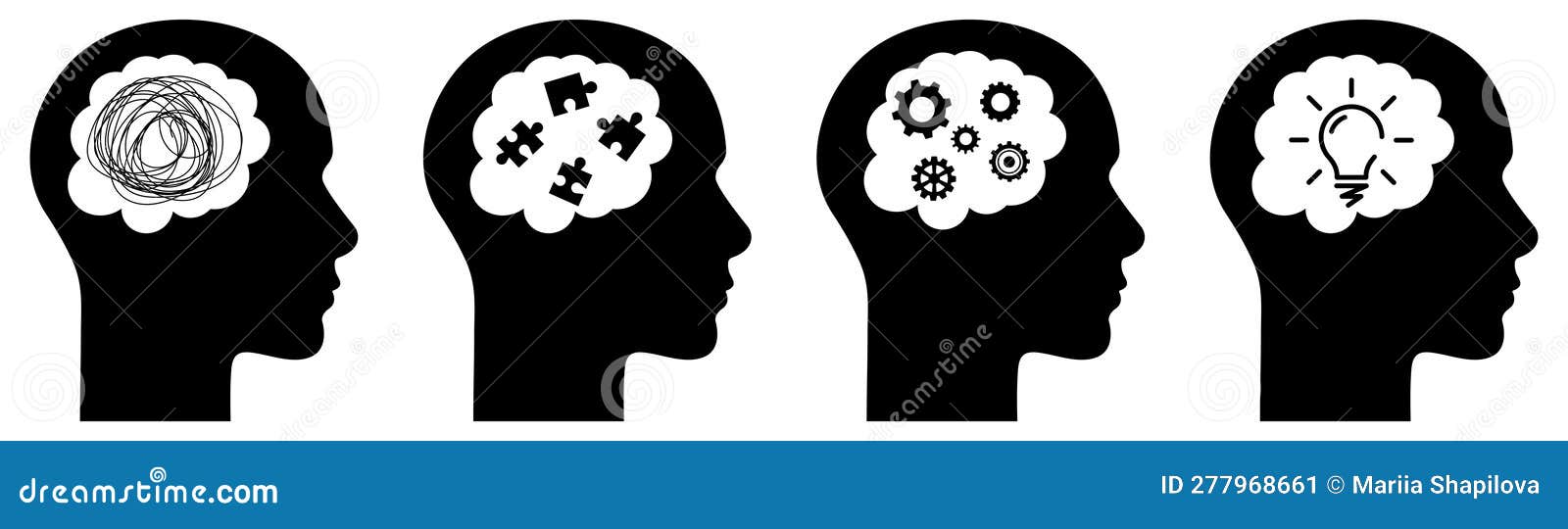 Human Head with Different Thinking Icons Stock Vector - Illustration of ...