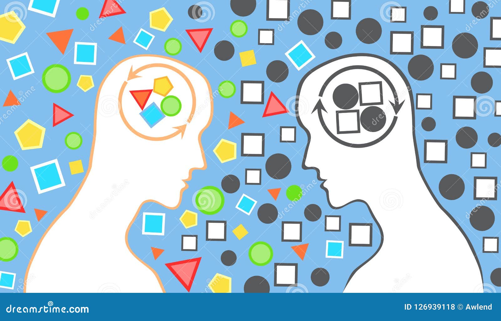 Different Types of Thinking and Perception Shown Abstractly. Stock ...