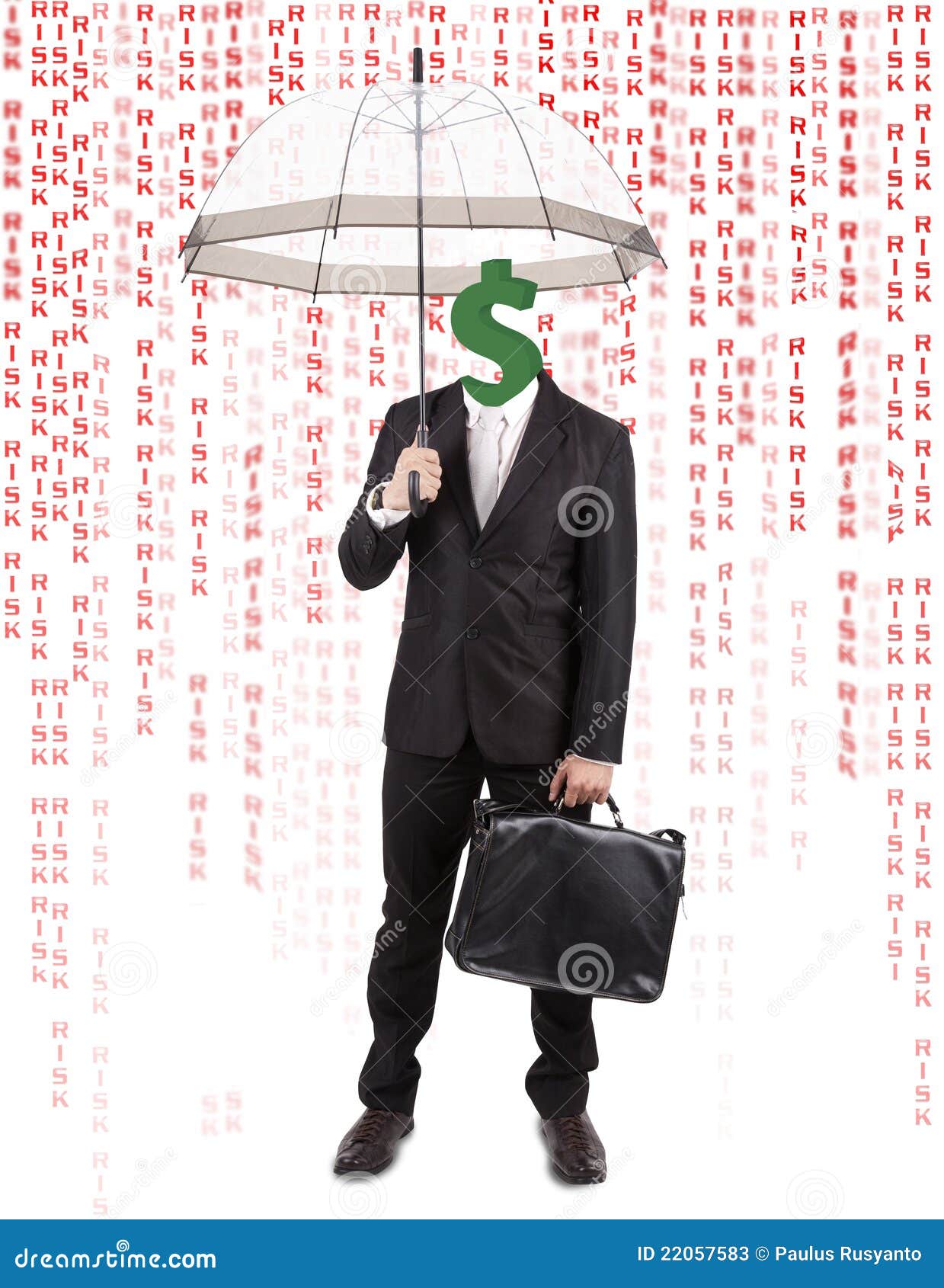 Human Head with Dollar Symbol Carrying Umbrella Stock Image - Image of ...