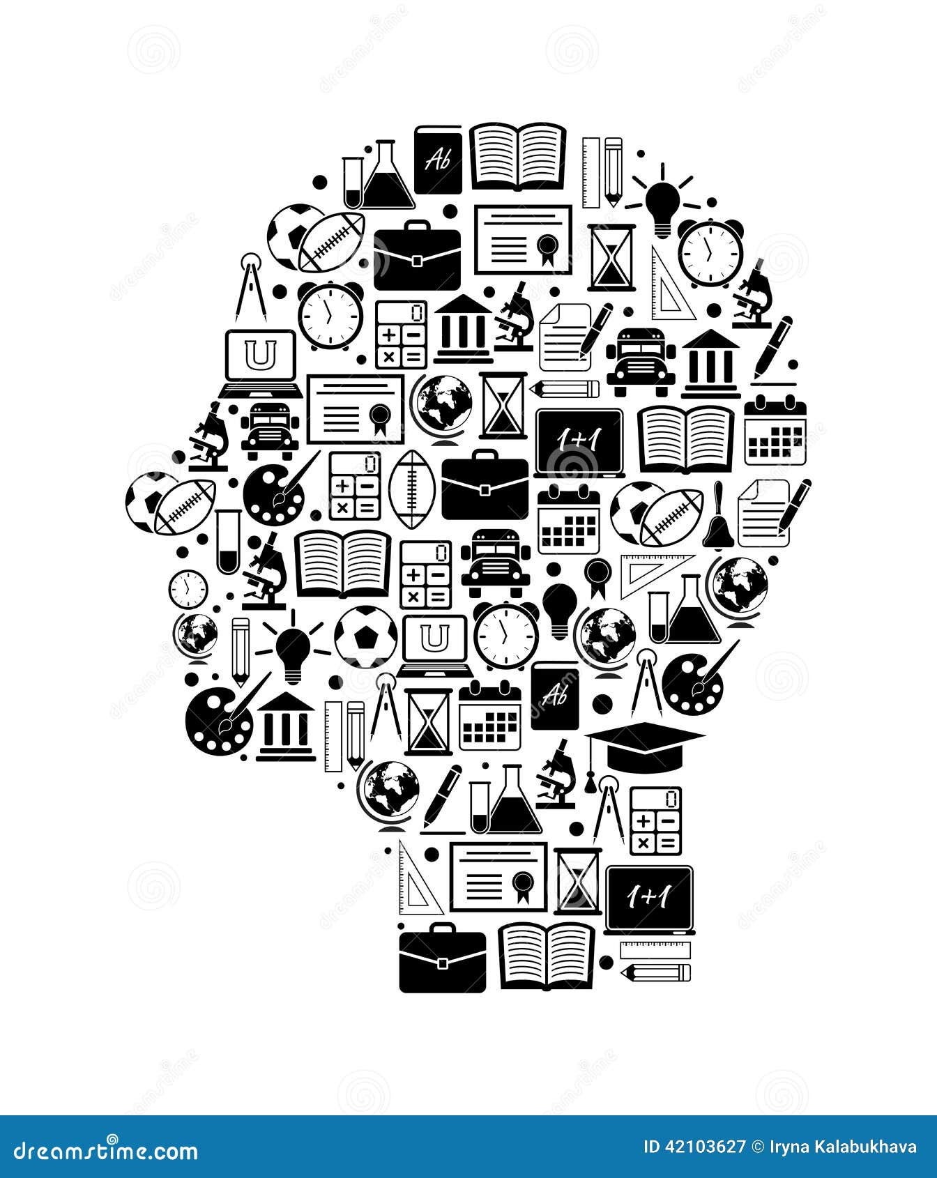 Human Head with Education Icons Stock Vector - Illustration of ...