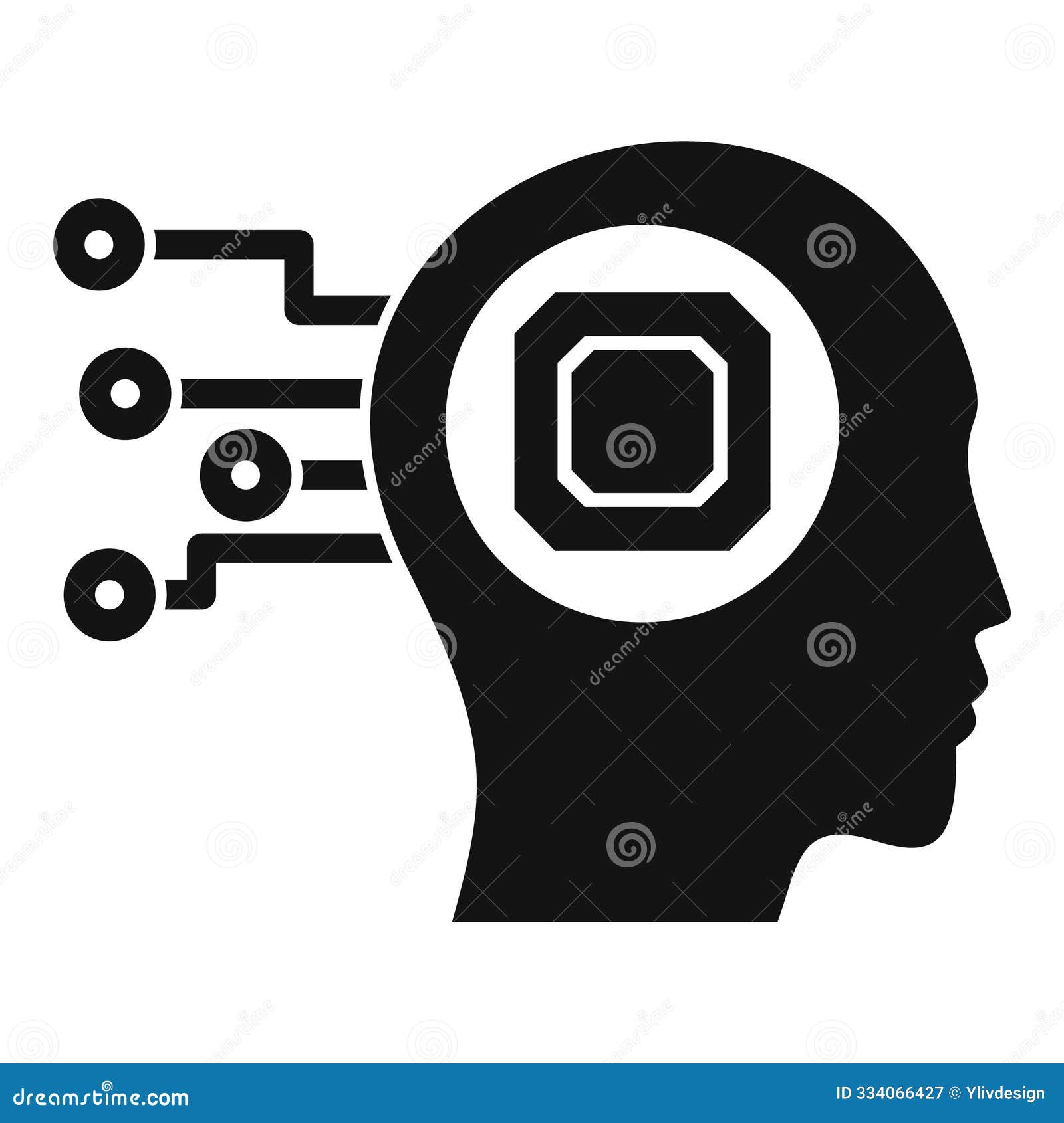 Human Head with Electronic Microchip Data Processing Stock Illustration ...