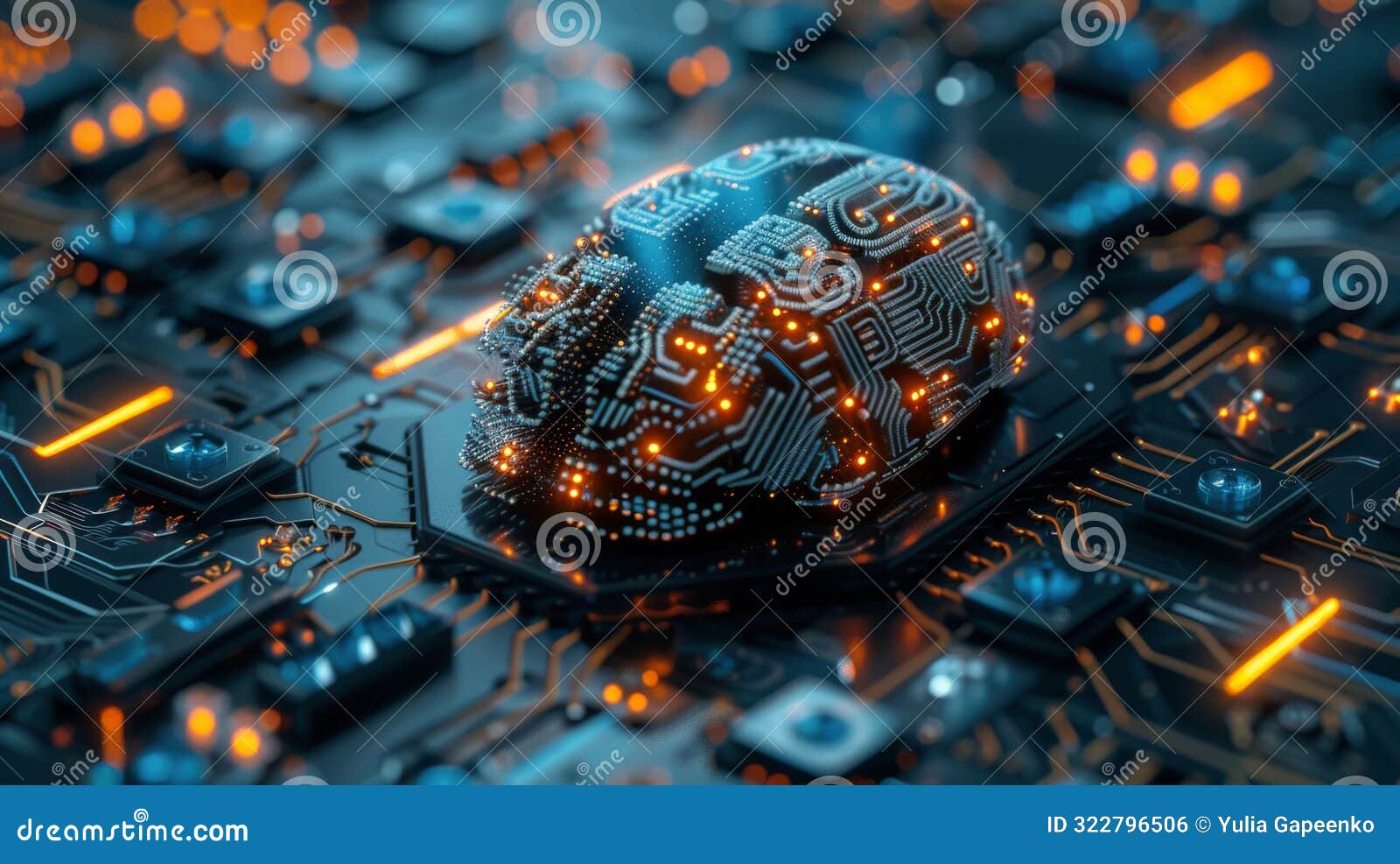 Human Head Embedded in Computer Circuit Stock Photo - Image of cyborg ...
