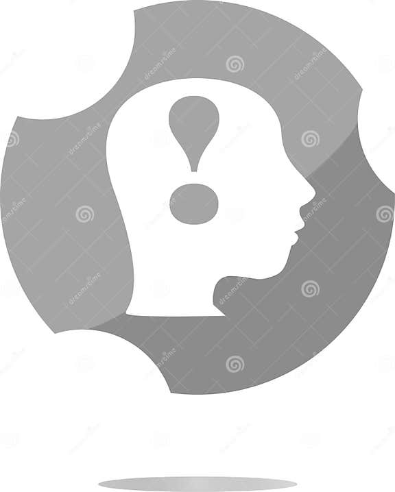 Human Head with Exclamation Mark Icon, Web Button Stock Illustration ...