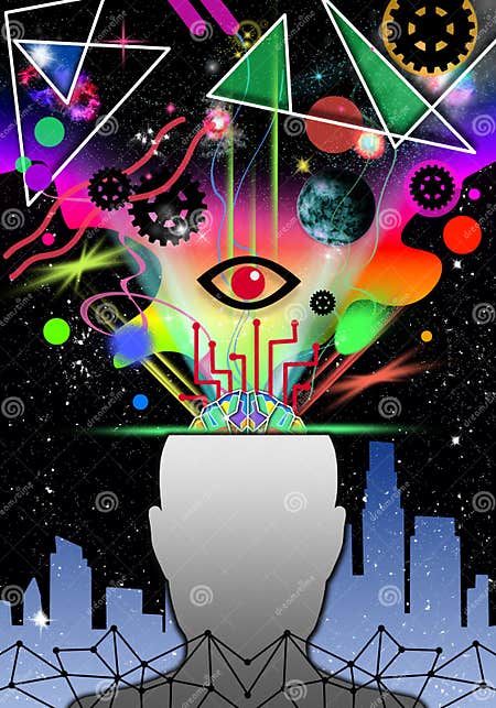 Human Head Exploding Generating Ideas Brainstorming Illustration ...