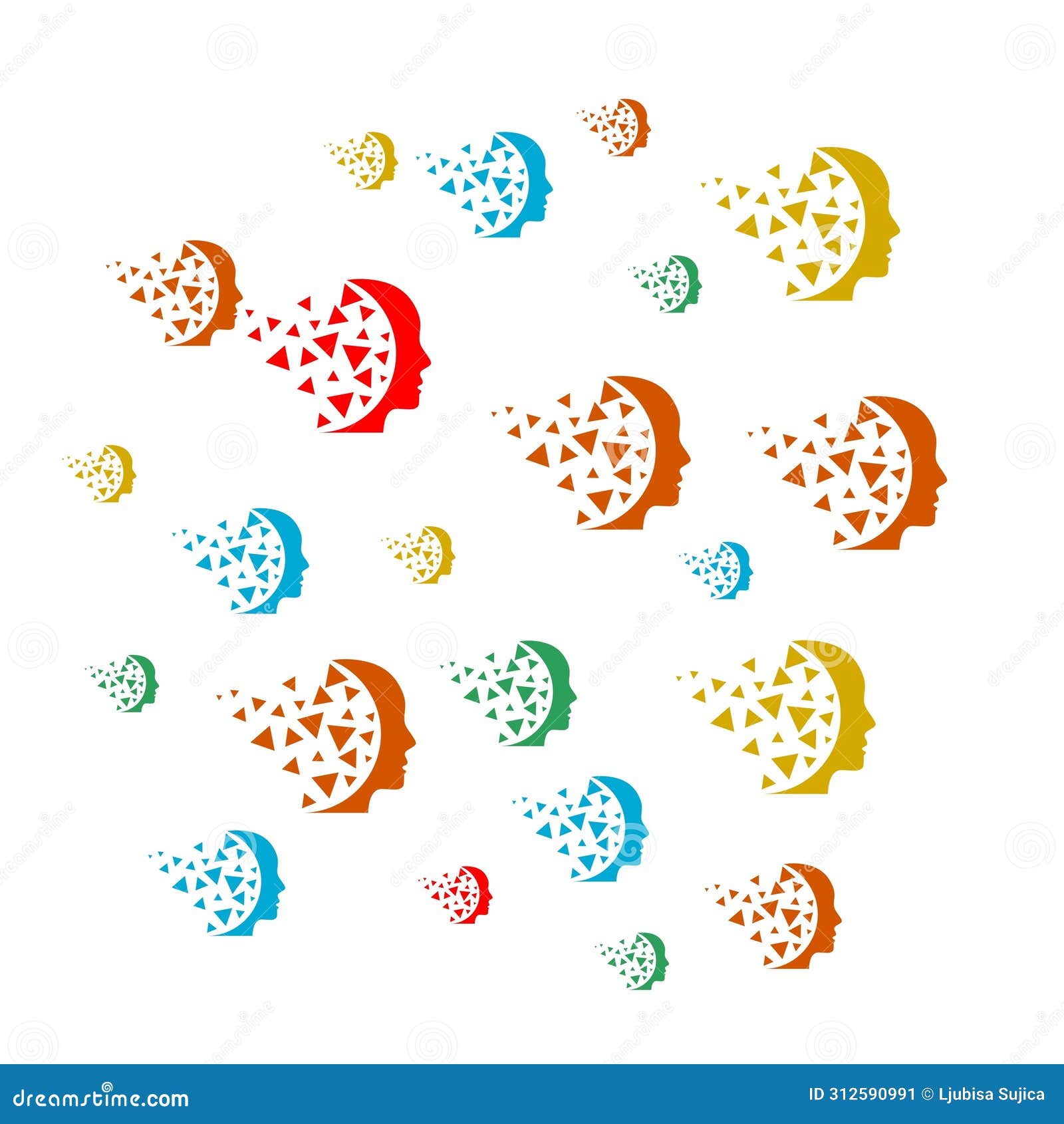 Human Head Face Logo, Creative Brain Man Seamless Pattern Stock Vector ...