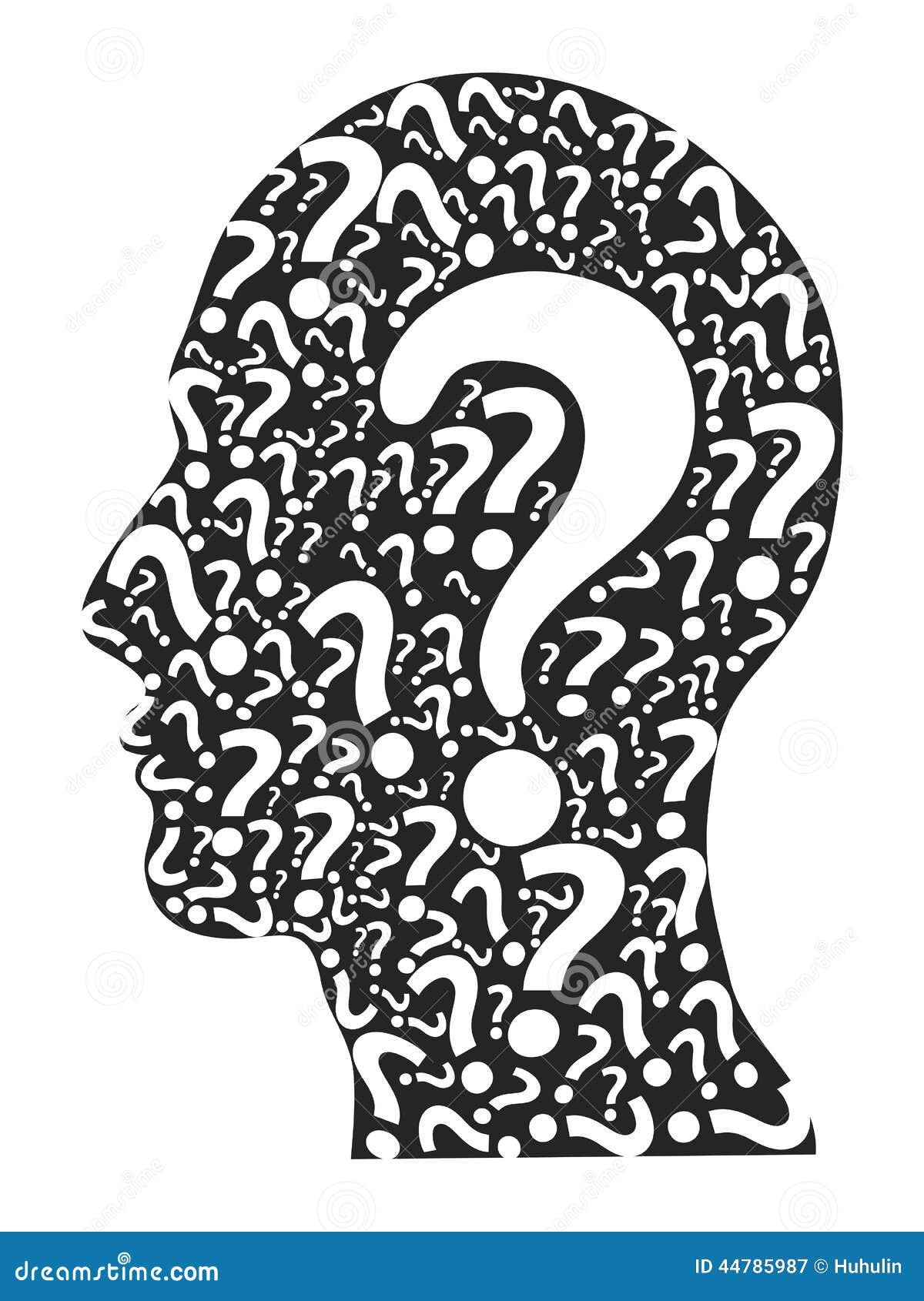 Human Head Filled with Question Marks Stock Vector - Illustration of ...