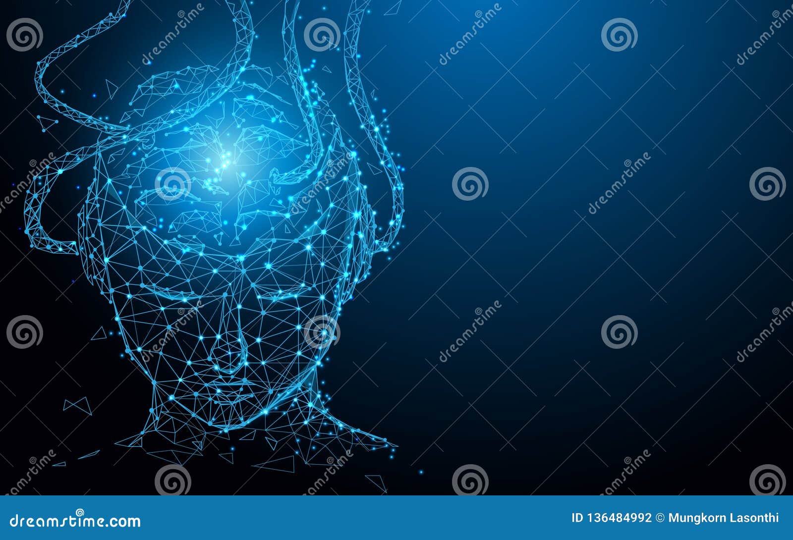 Human Head Form Lines, Triangles and Particle Style Design Stock Vector ...
