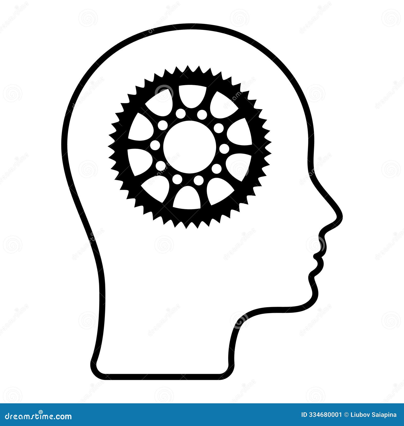 Human Head and Gear Inside. Technological Diagram of Engineering Gears ...