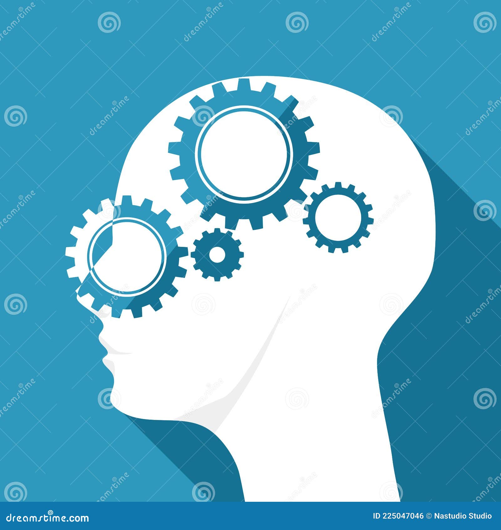 Human Head and Gear Mechanism Icon. Concept of Systematic Coordination ...