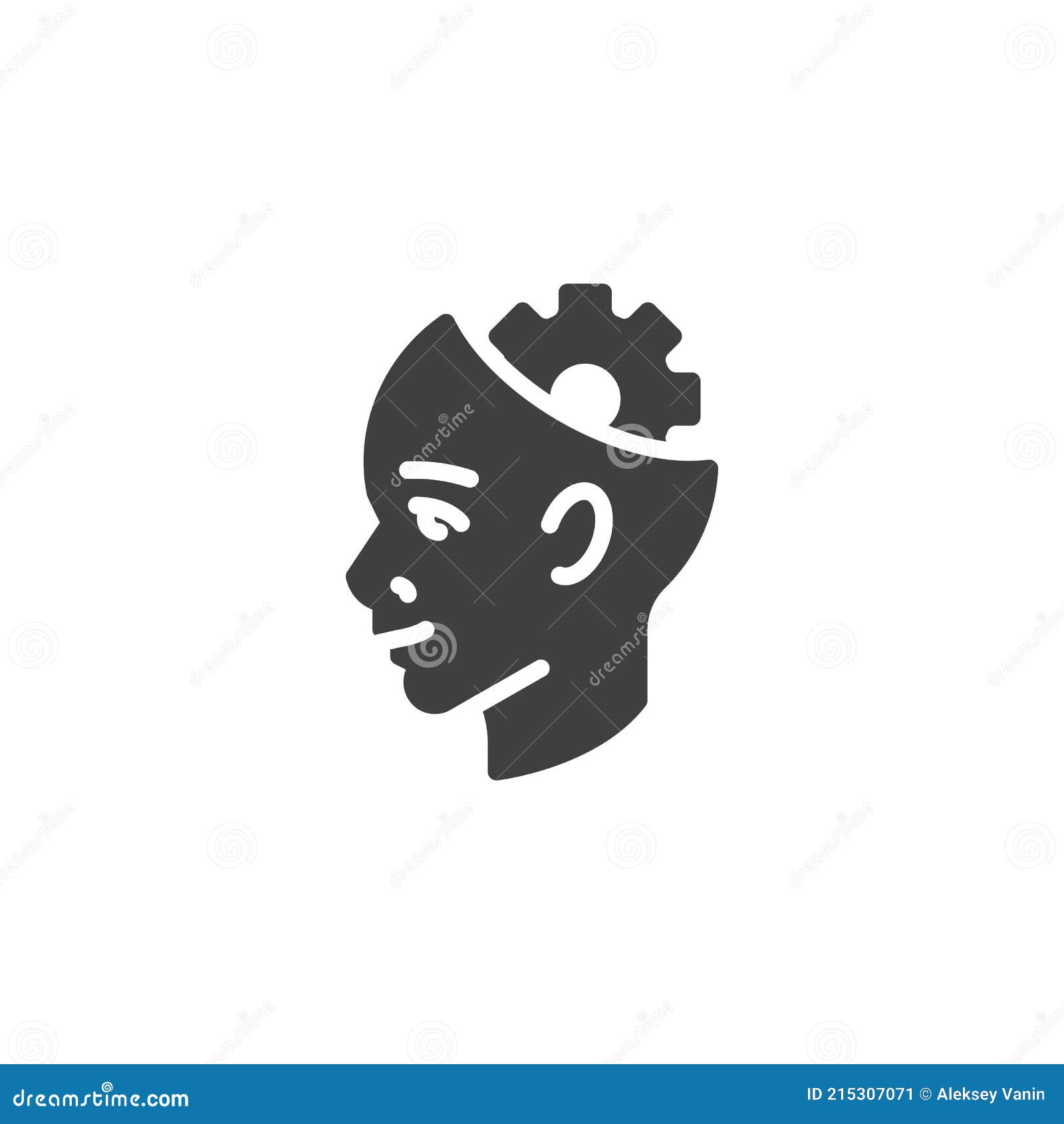 Human Head with Gear Vector Icon Stock Vector - Illustration of think ...