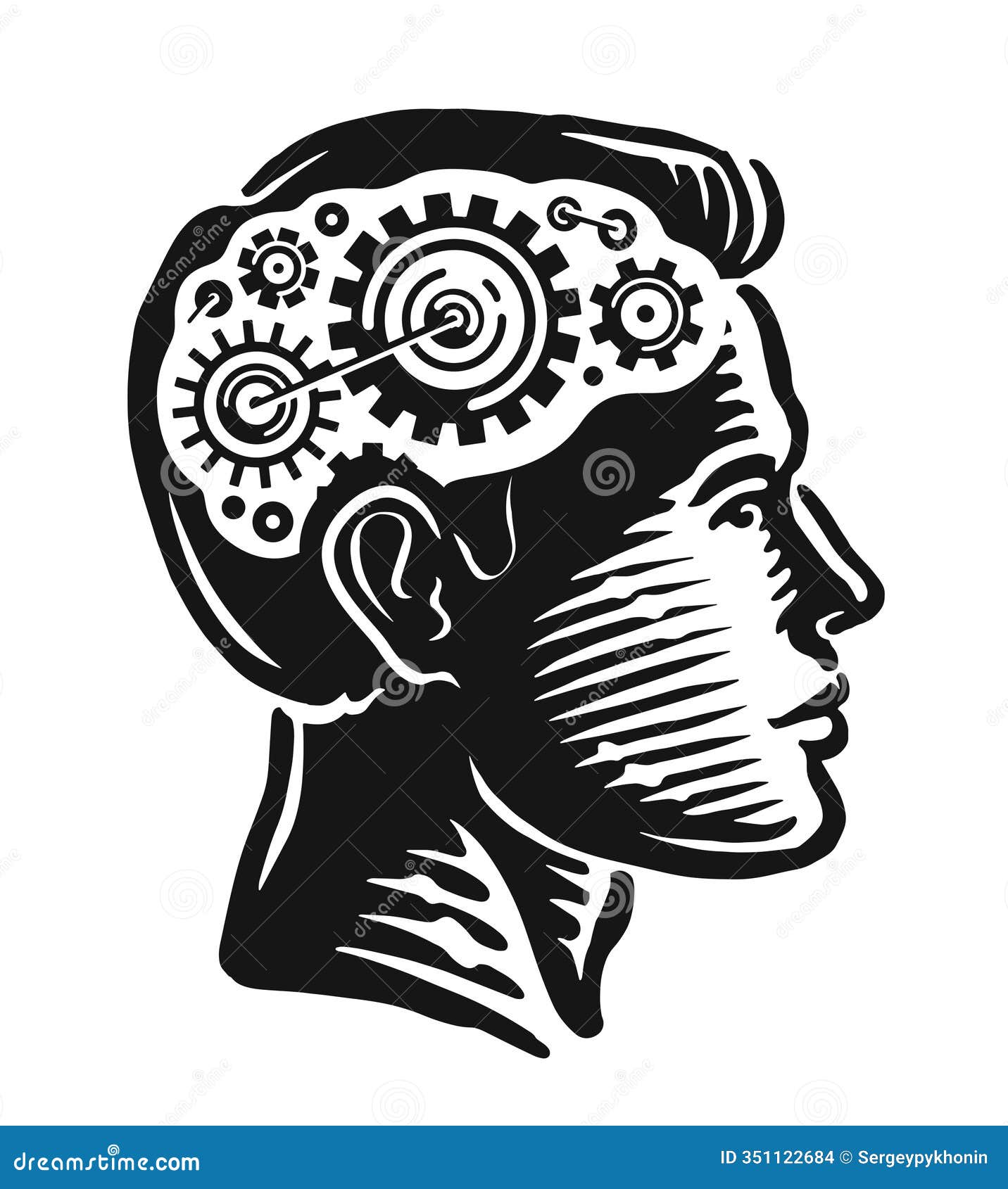 Human Head with Gears. Brain Thinking Stock Illustration - Illustration ...