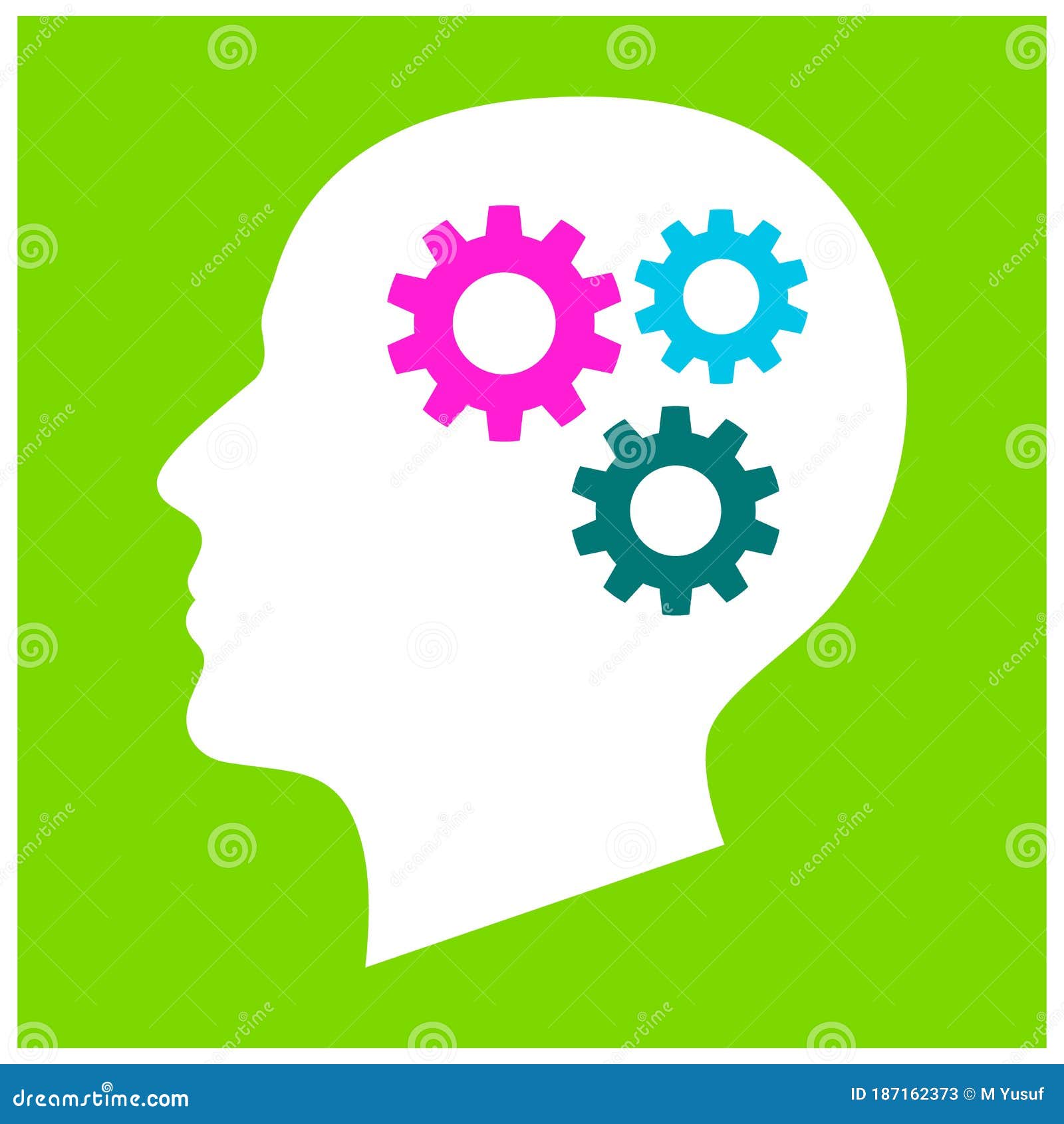 Human Head with Gears and Cogs. Thinking Process Stock Vector ...