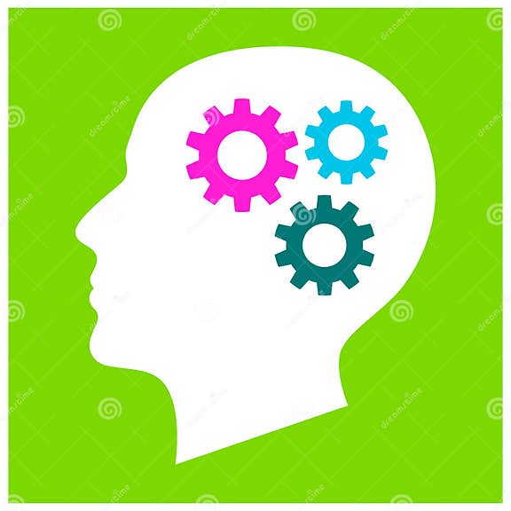 Human Head with Gears and Cogs. Thinking Process Stock Vector ...