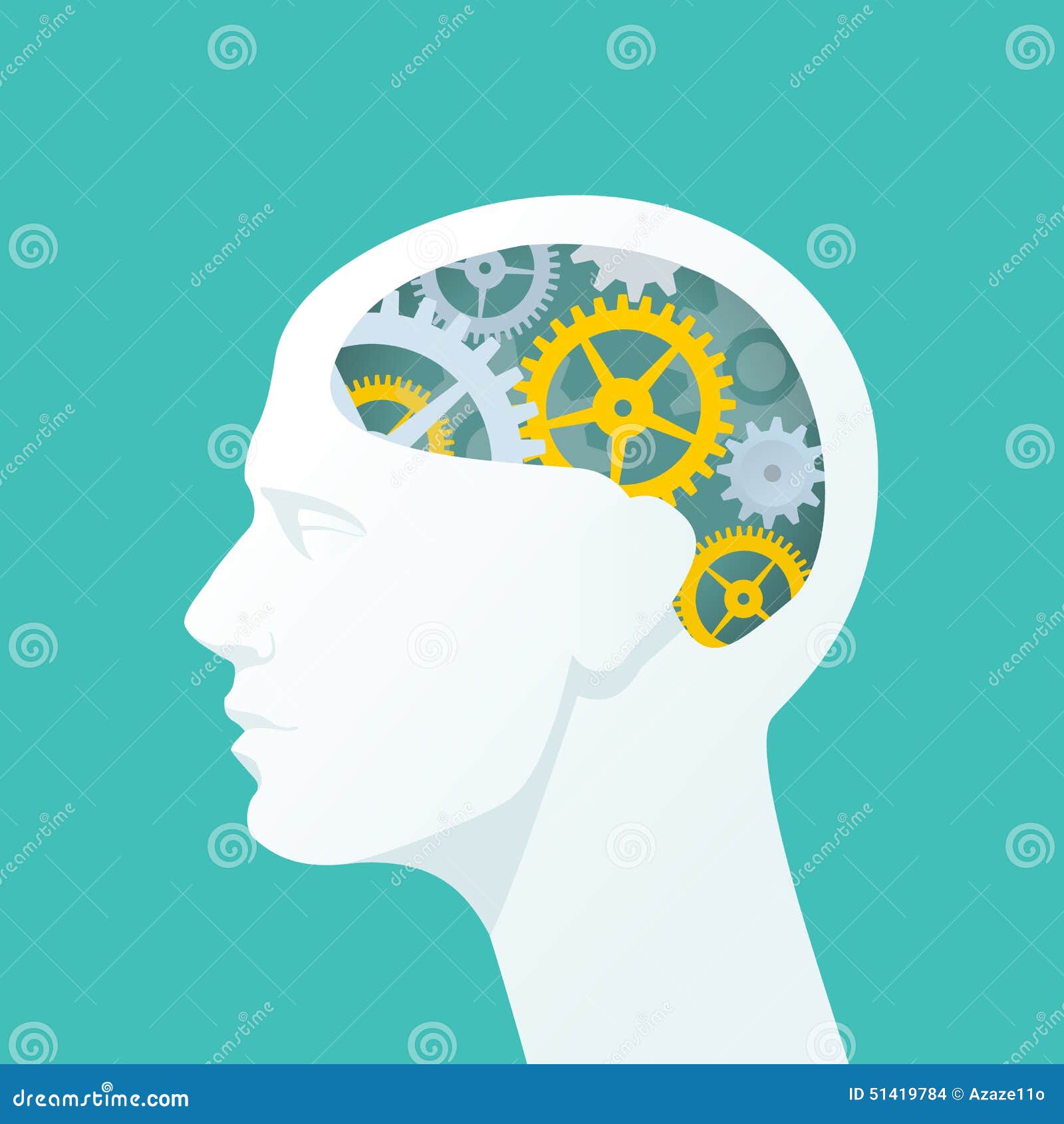 Human Head with Gears. Head Thinking. Stock Vector - Illustration of ...