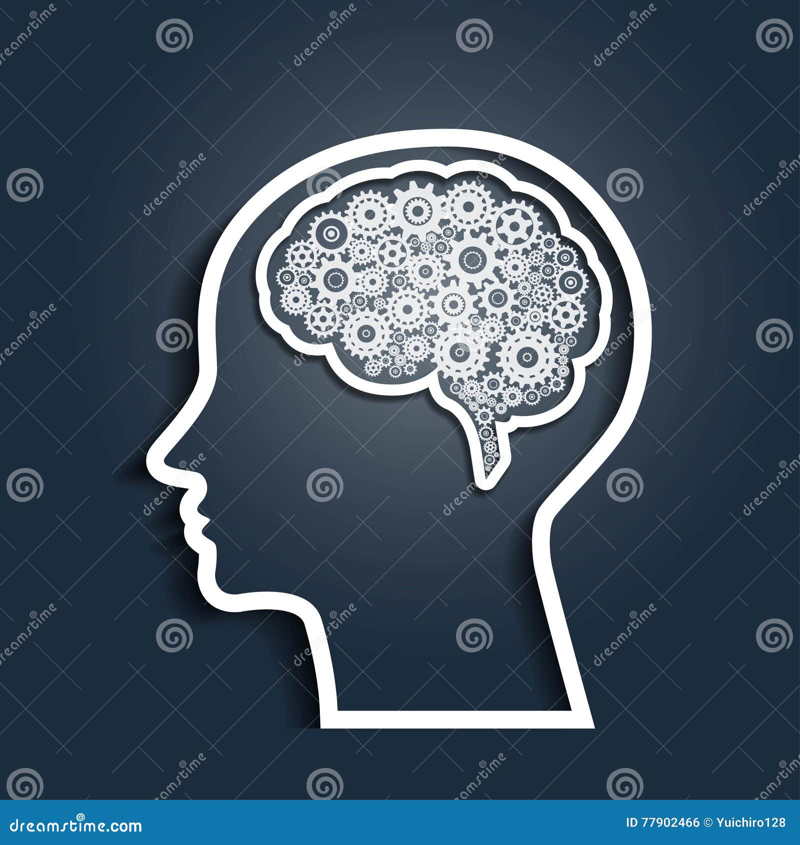 Human head with gears stock vector. Illustration of artificial - 77902466