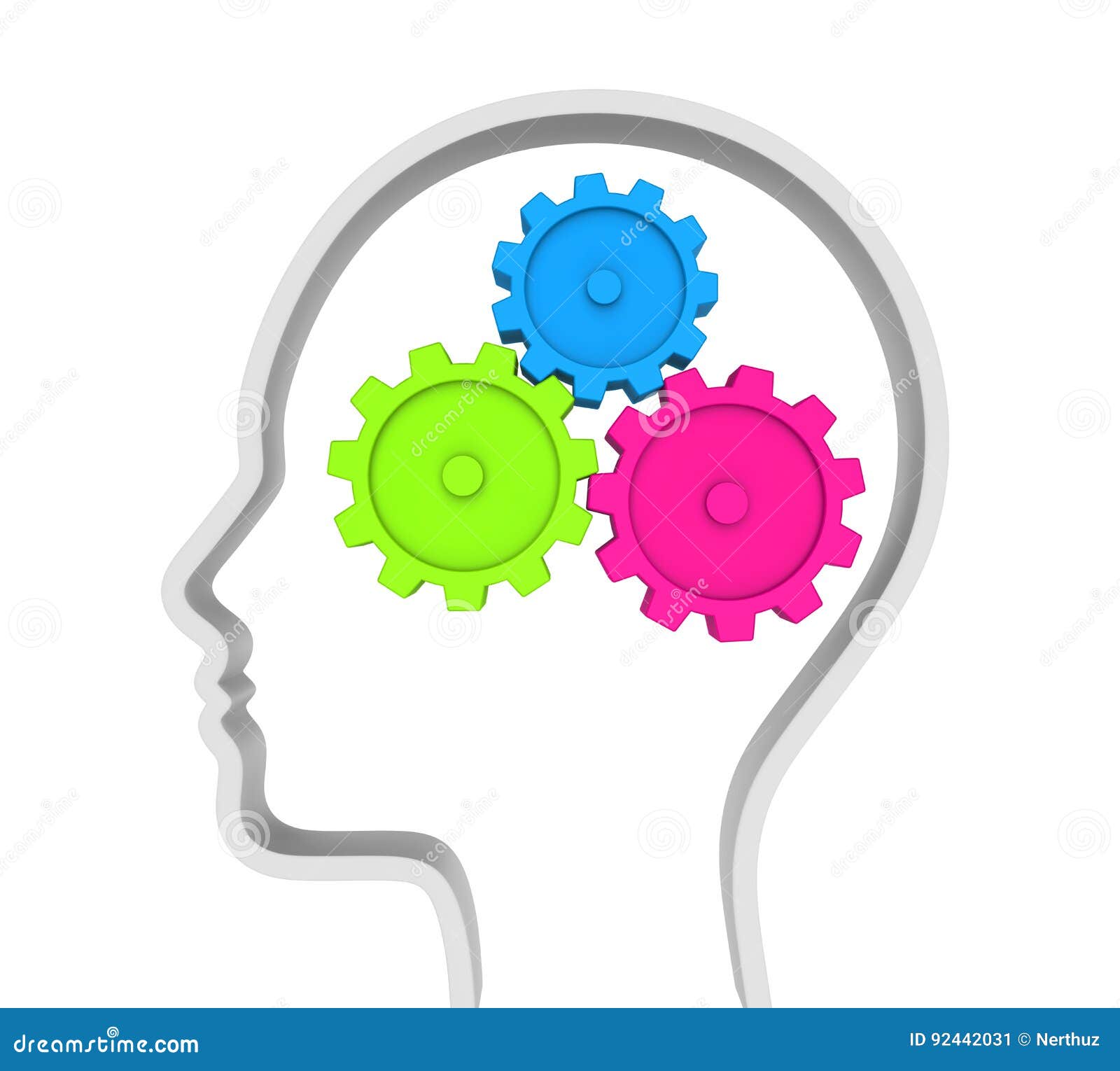 Human Head with Gears Isolated Stock Illustration - Illustration of ...