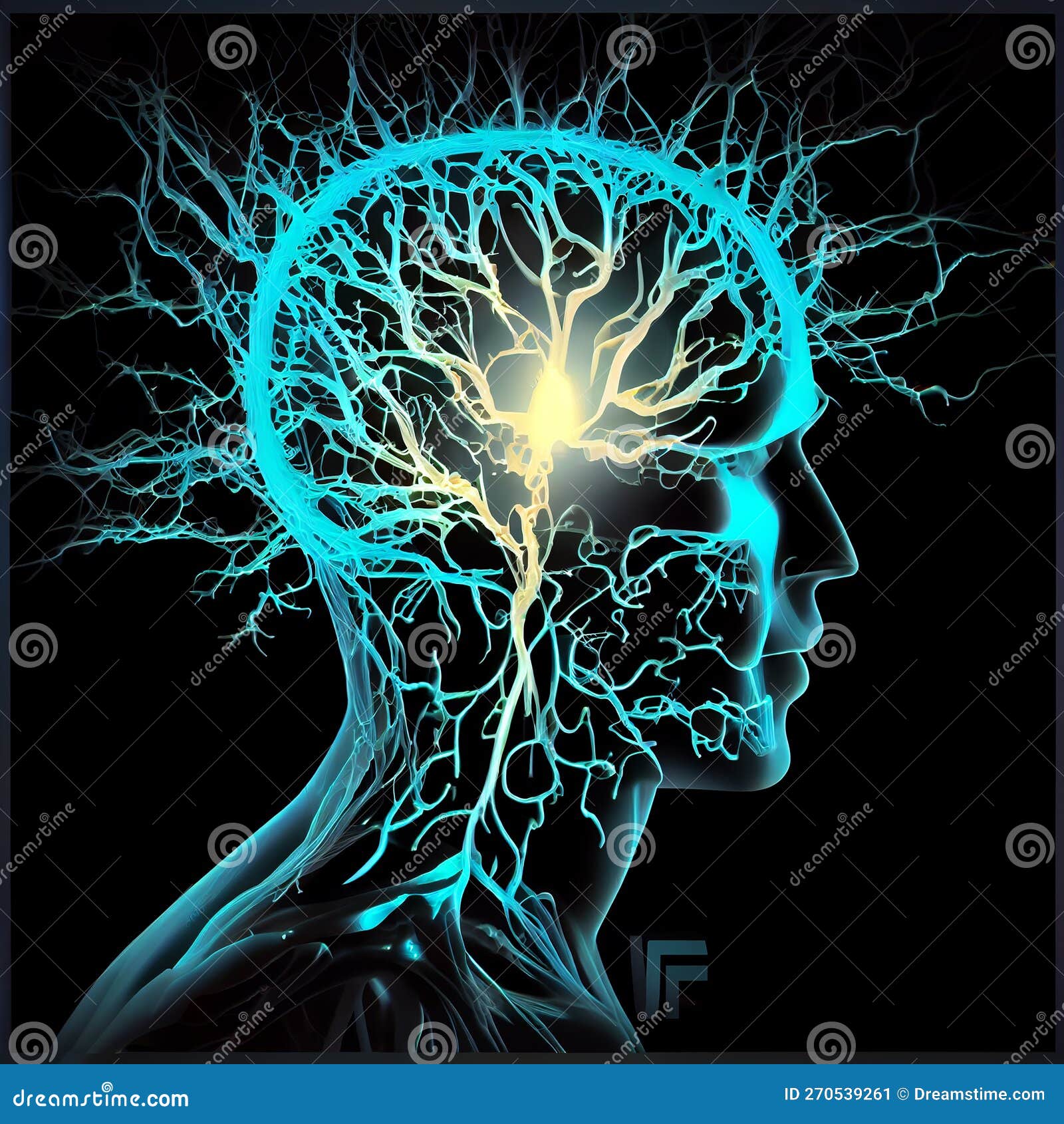 Human Head with Glowing Neurons in Brain,generative Ai Stock Image ...