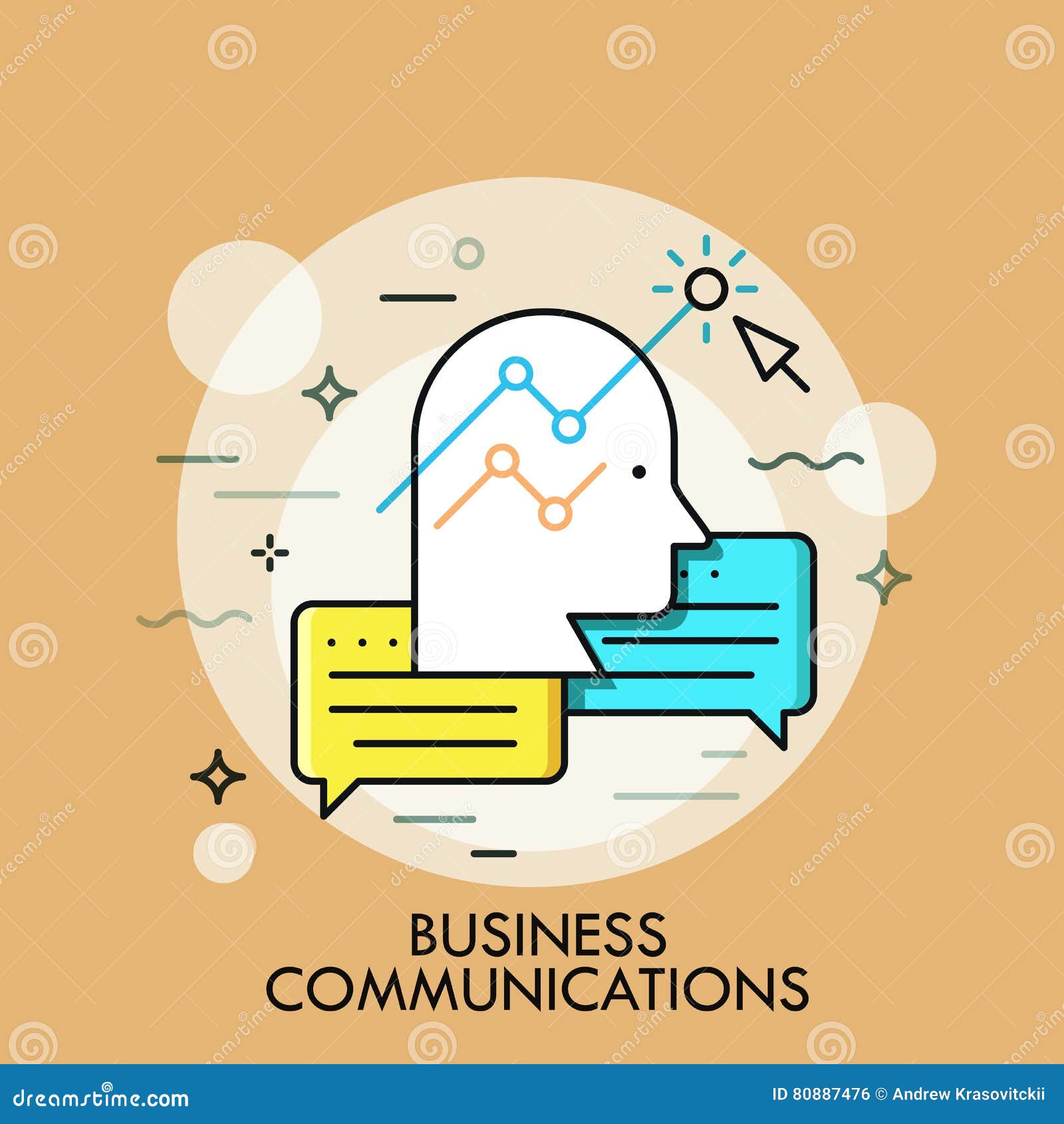 Human Head with Graph and Speech Bubbles Stock Vector - Illustration of ...