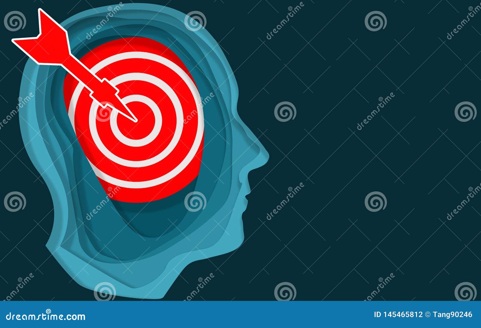 Human Head with Hand Drawn Dart Hitting Target Stock Illustration ...