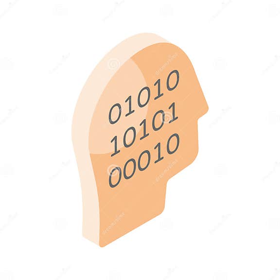 Human Head Having Binary Code, Computer Expert Isometric Vector Design, Programmers Icon Design ...