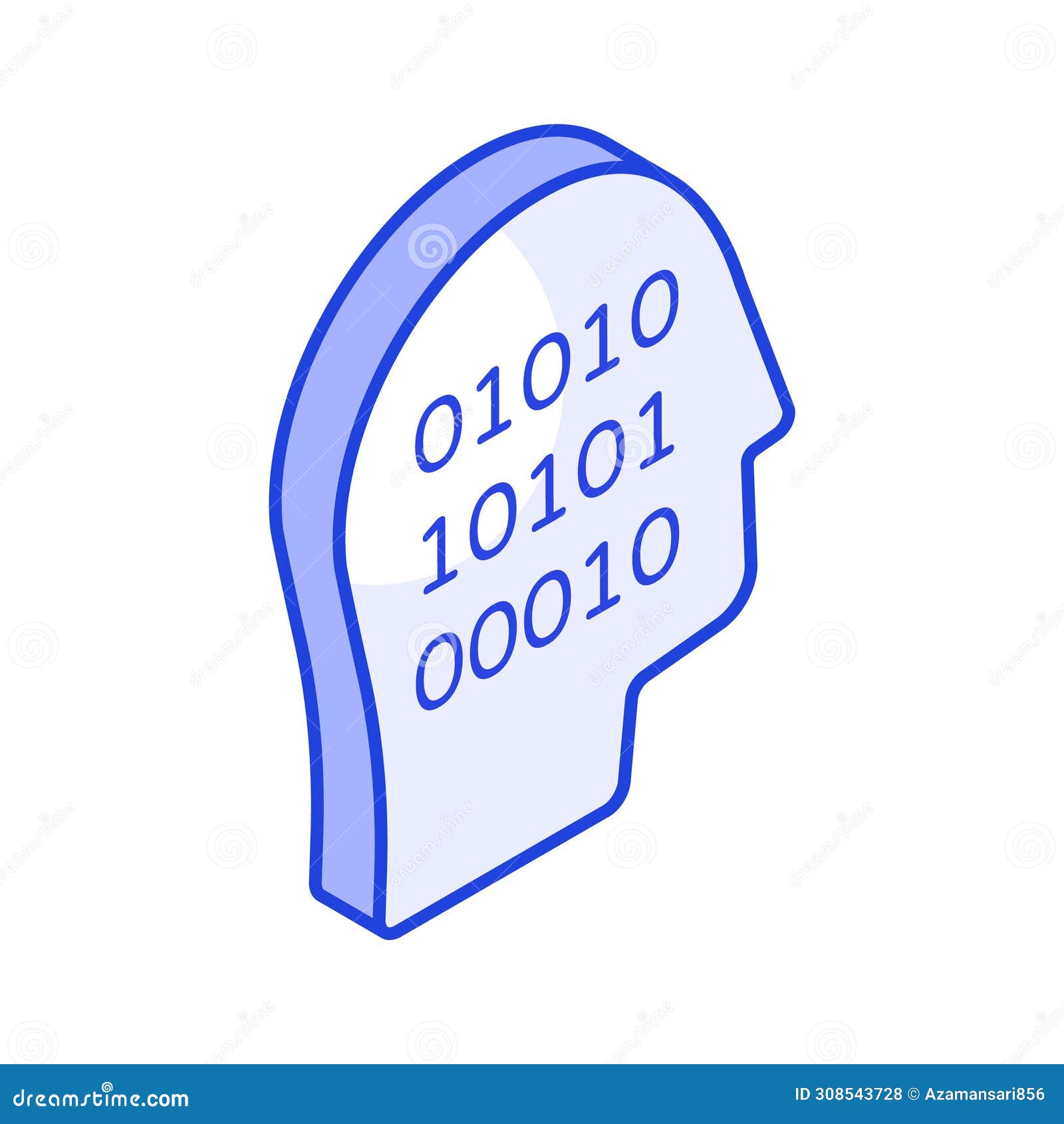 Human Head Having Binary Code Computer Expert Isometric Vector Design Programmers Icon Design