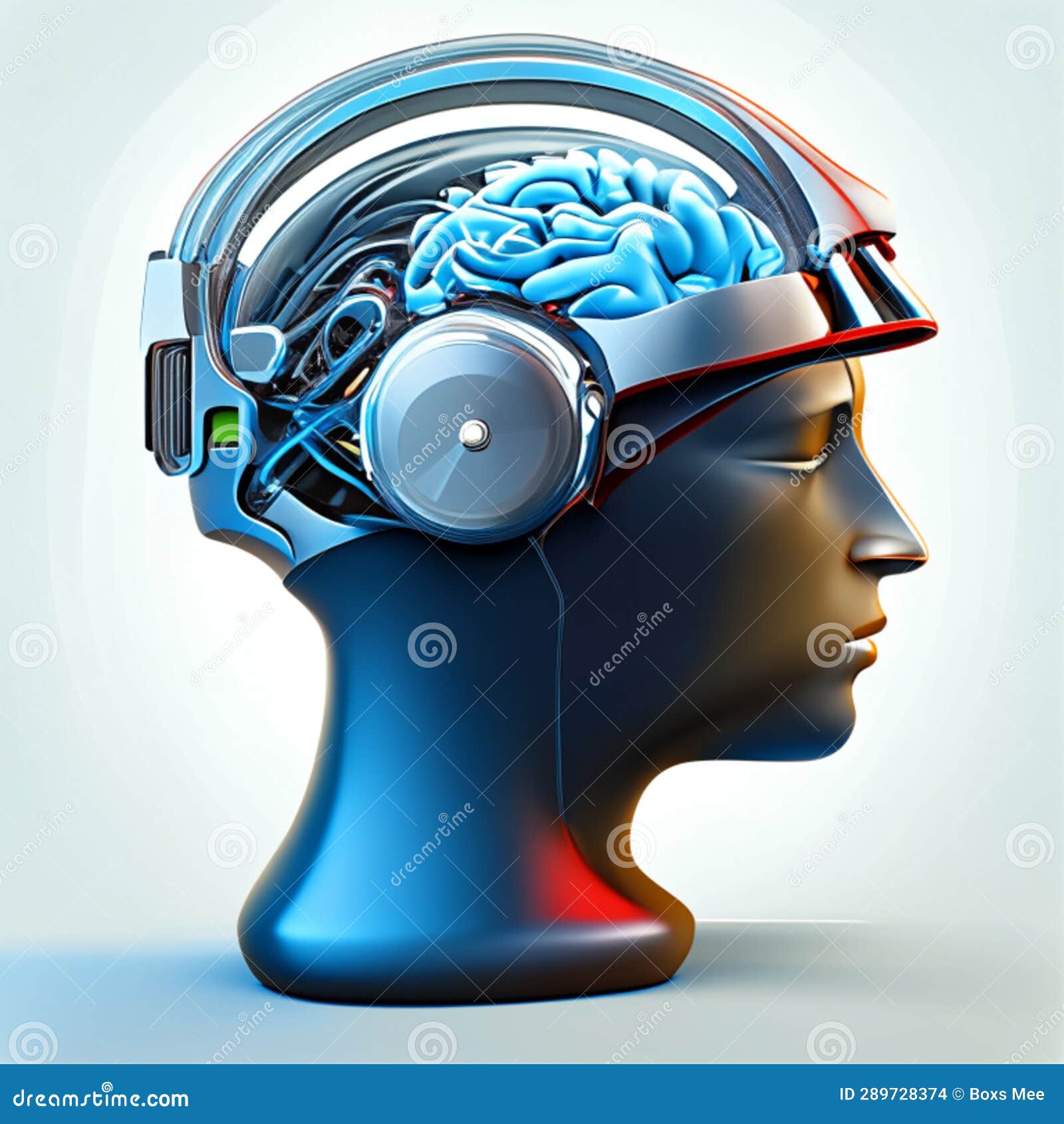 Human Head with Headphones. 3D Illustration. 3D CG. High Resolution ...