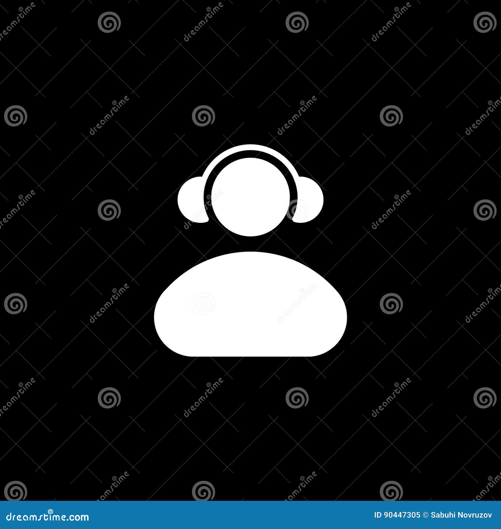Human Head with Headphones. Vector Icon. Stock Vector - Illustration of ...