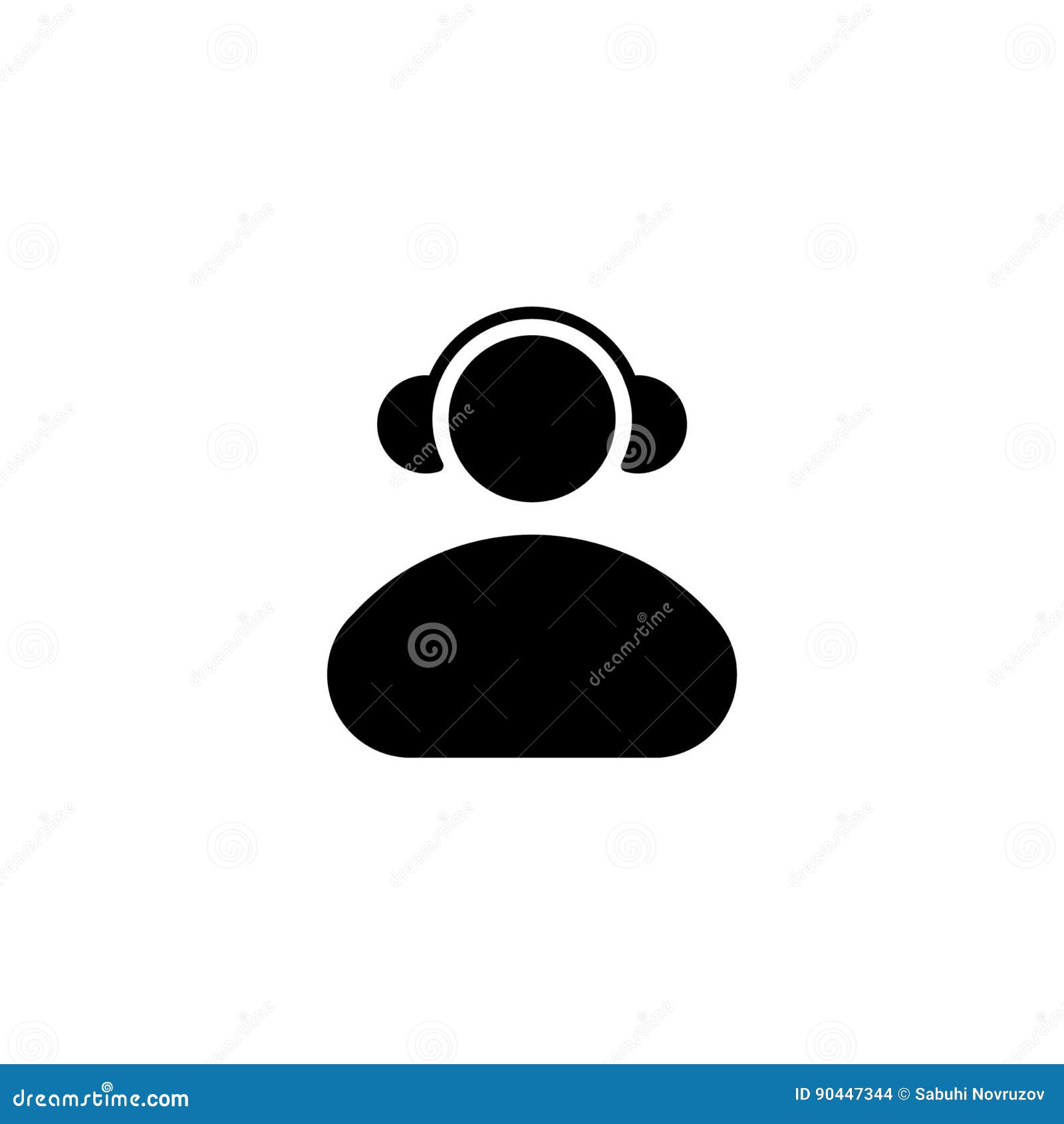 Human Head with Headphones. Vector Icon. Stock Vector - Illustration of ...