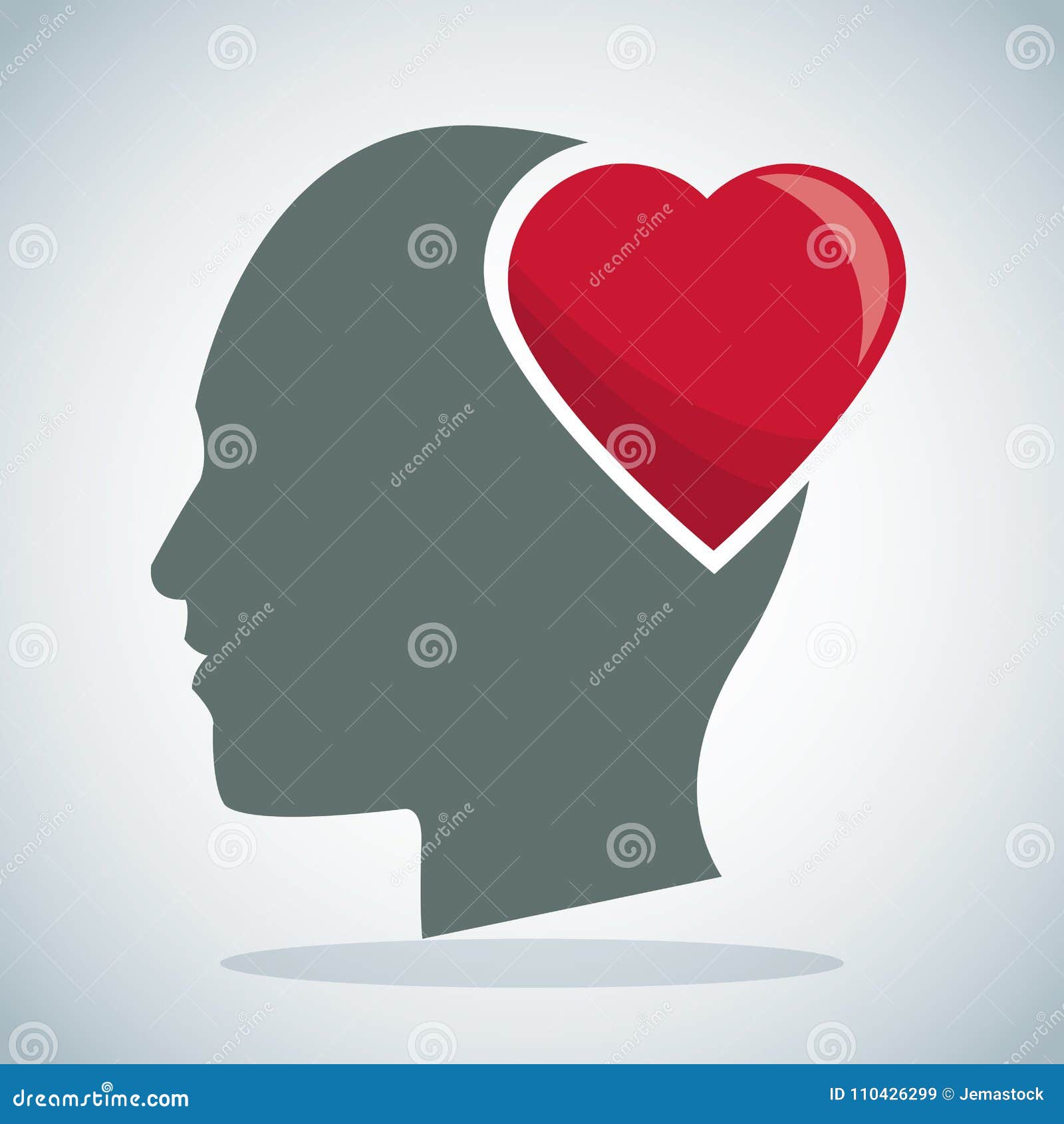 Head And Heart In Balance - Pictured As Words Head, Heart And Yin Yang ...