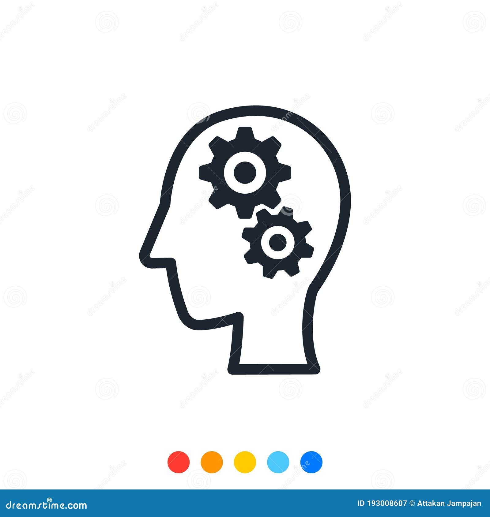 Human Head Icon and Cog Symbol Stock Vector - Illustration of design ...