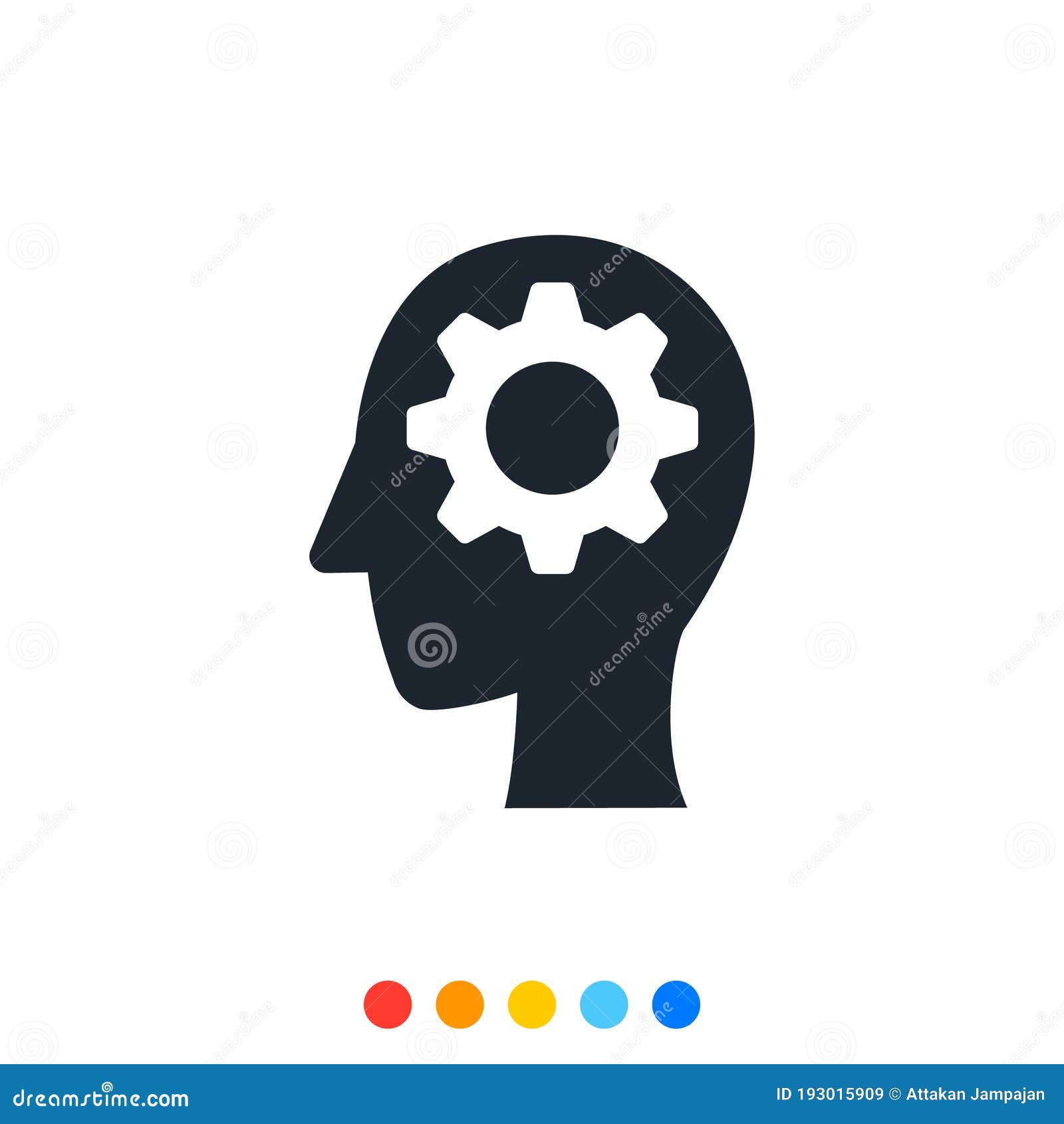 Human Head Icon and Cog Symbol Stock Vector - Illustration of education ...