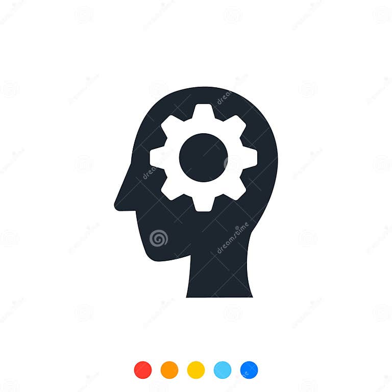 Human Head Icon and Cog Symbol Stock Vector - Illustration of education ...