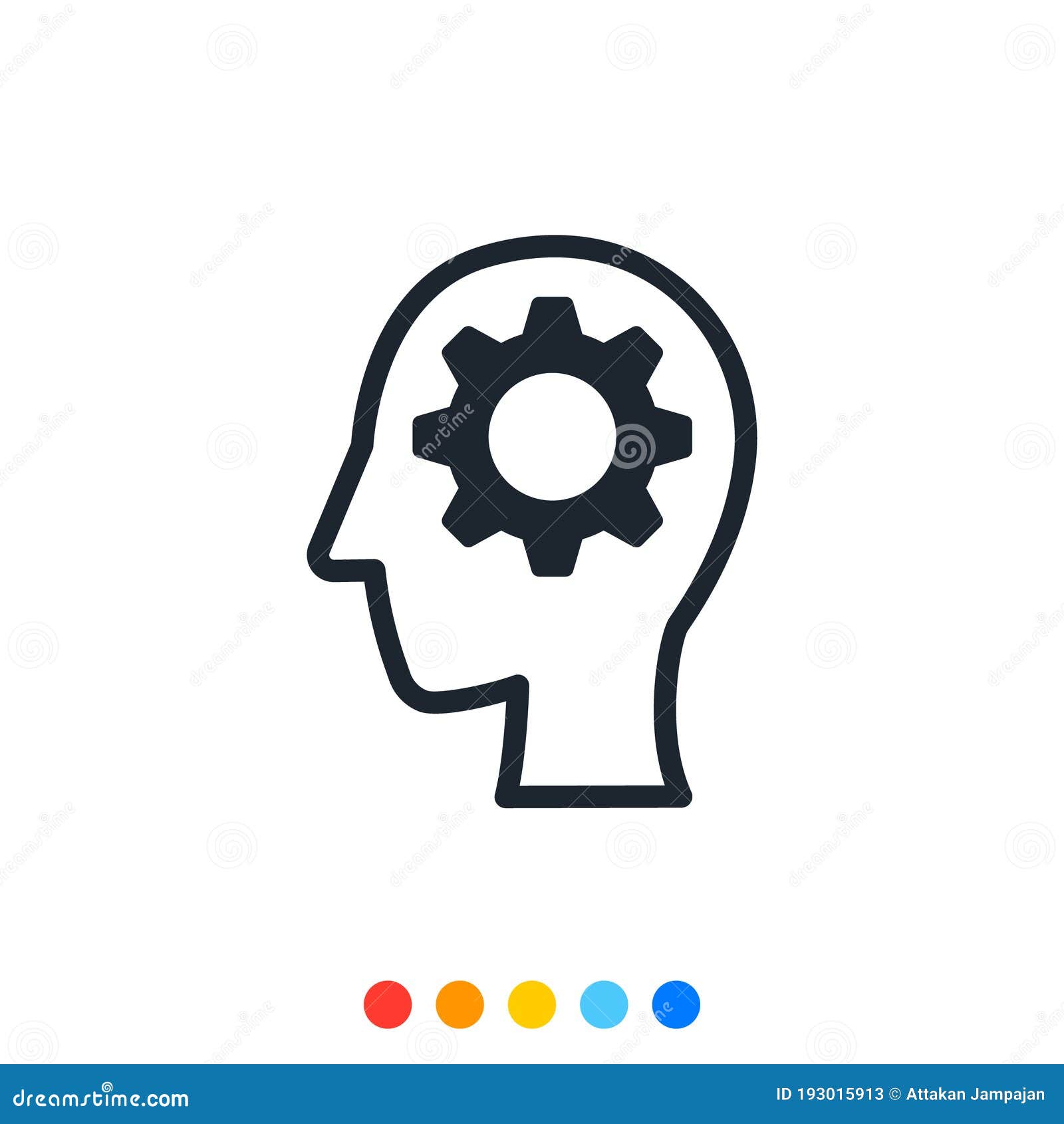 Human Head Icon and Cog Symbol Stock Vector - Illustration of ...