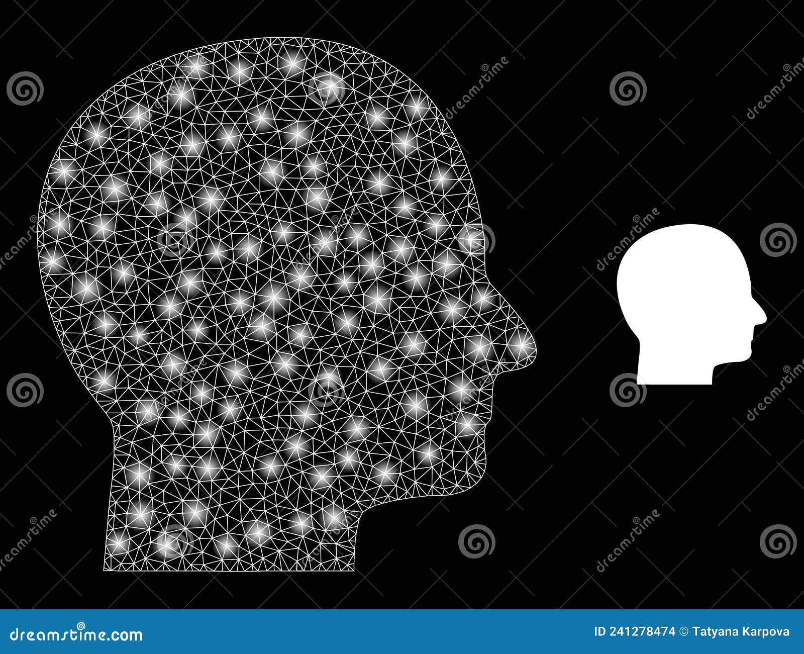 Human Head Icon - Triangulated Mesh with Constellation Nodes Stock ...