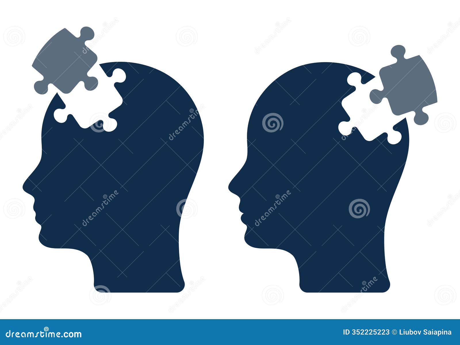 Human Head Icon with One Missing Puzzle Element. Creativity ...