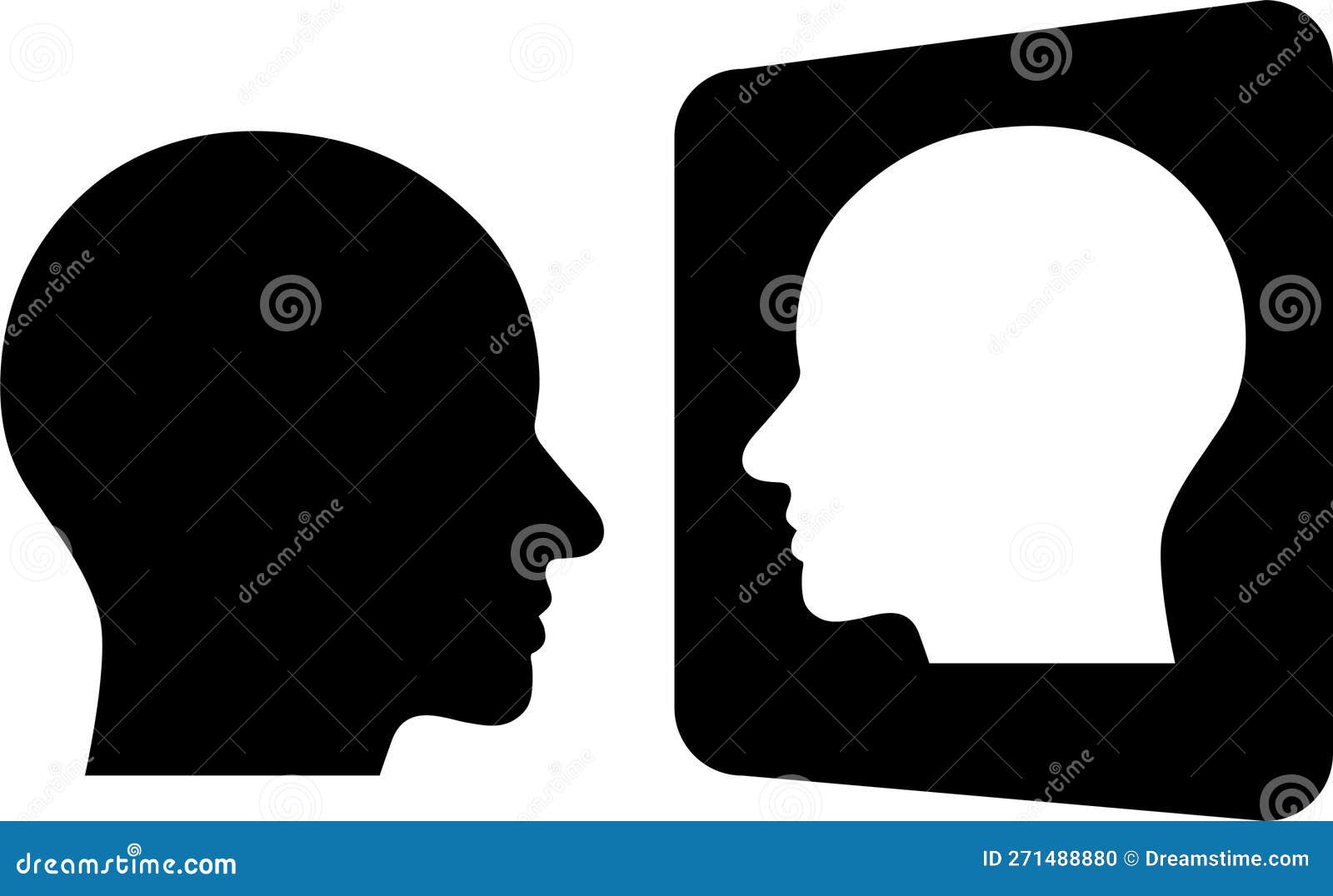 Human Head Icon with a Reflection in the Mirror As Concept of Awareness ...