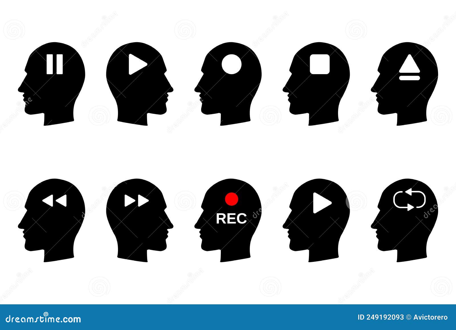 Human Head Icon Set with a Variety of Symbol Stock Vector ...