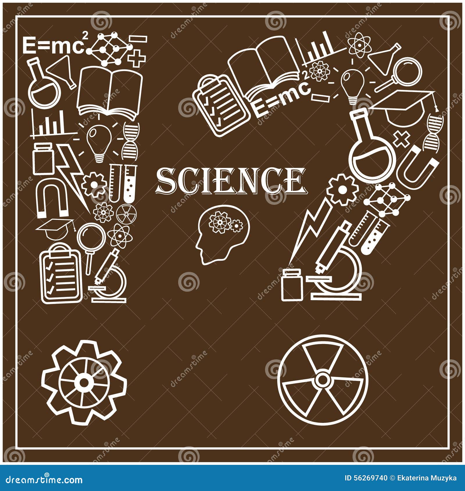 Human Head and Icons of Science. Vector Stock Vector - Illustration of ...