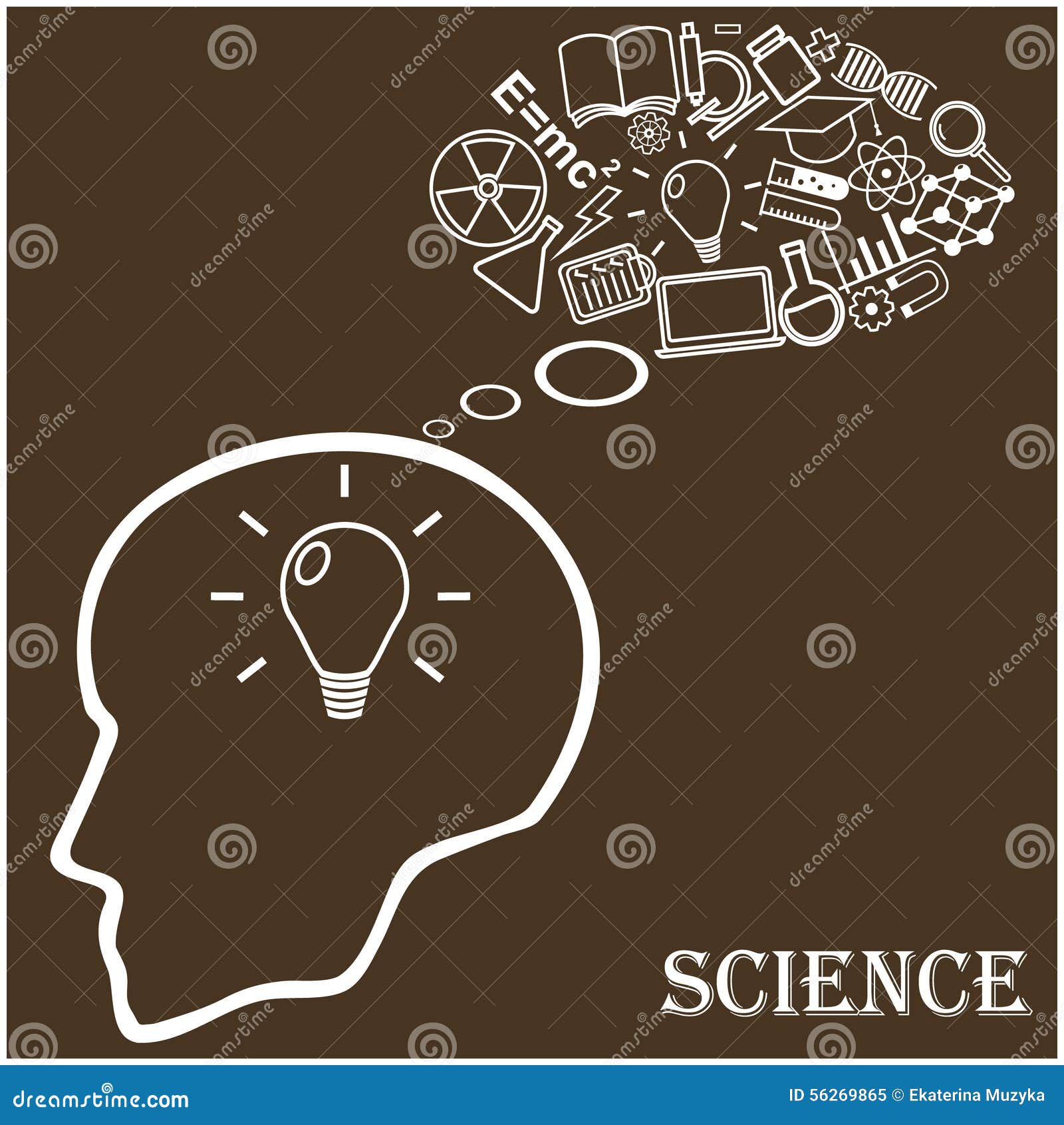 Human Head and Icons of Science. Vector Stock Vector - Illustration of ...