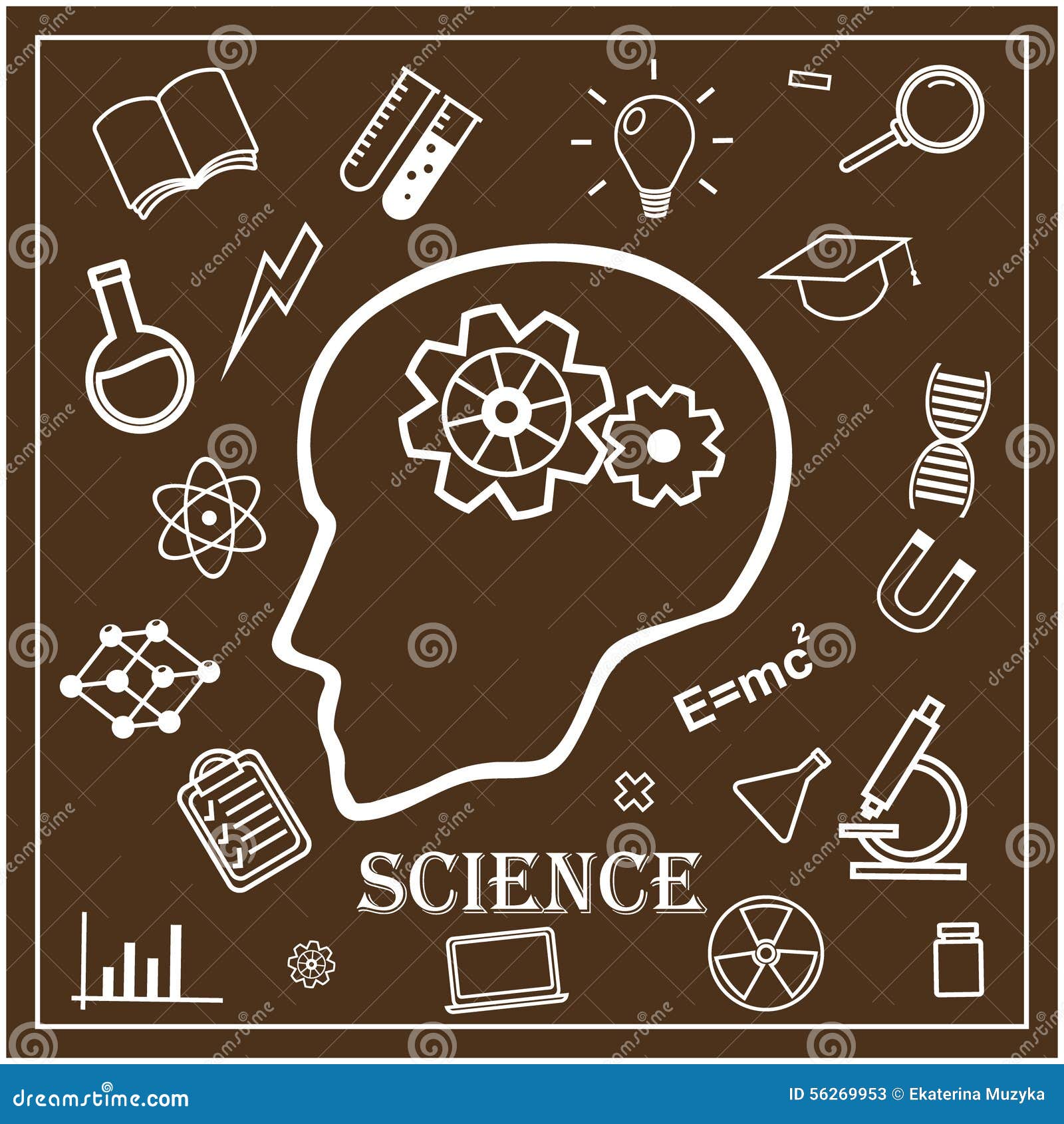 Human Head and Icons of Science. Vector Stock Vector - Illustration of ...
