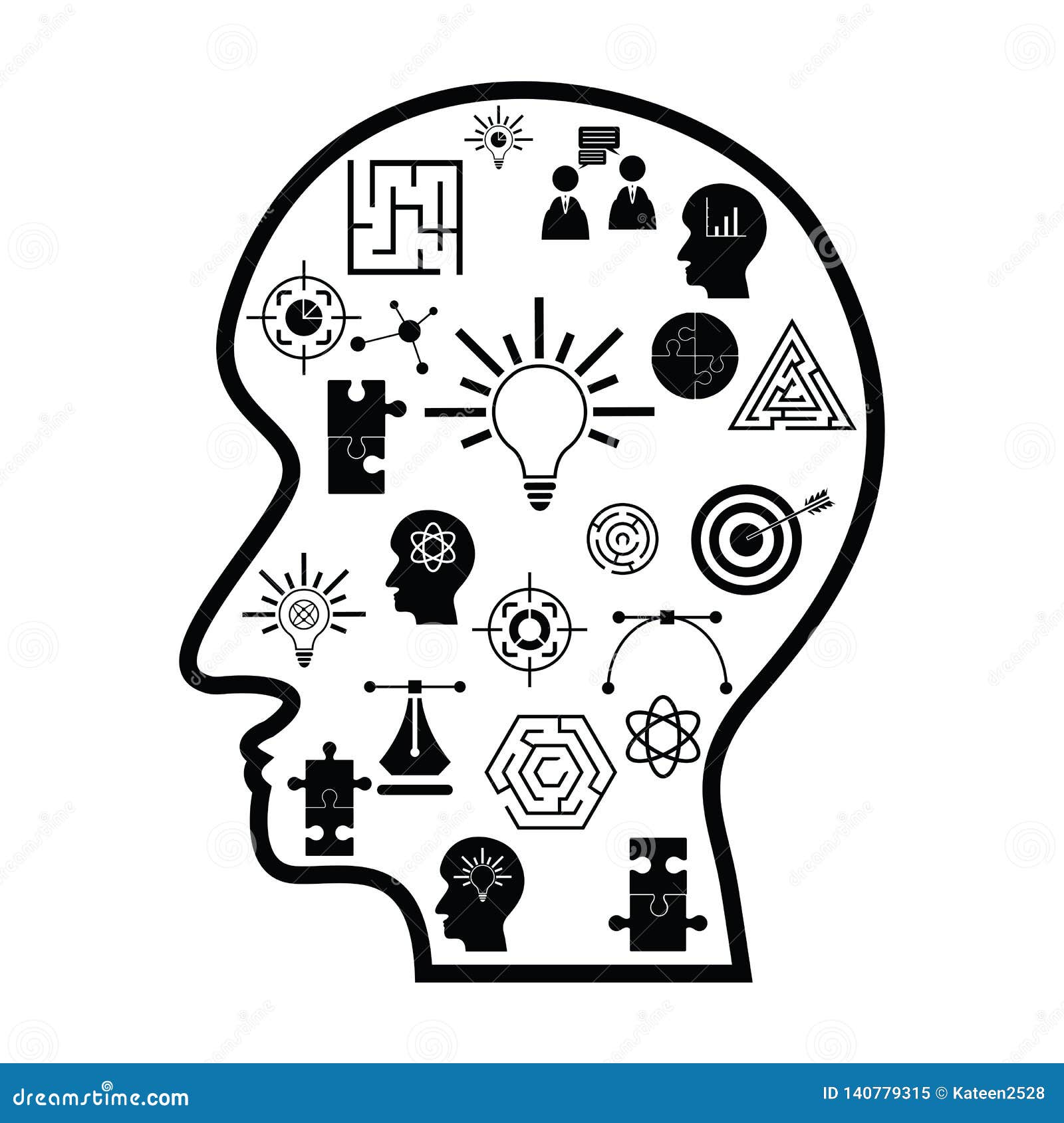 Human head idea concept stock vector. Illustration of solution - 140779315